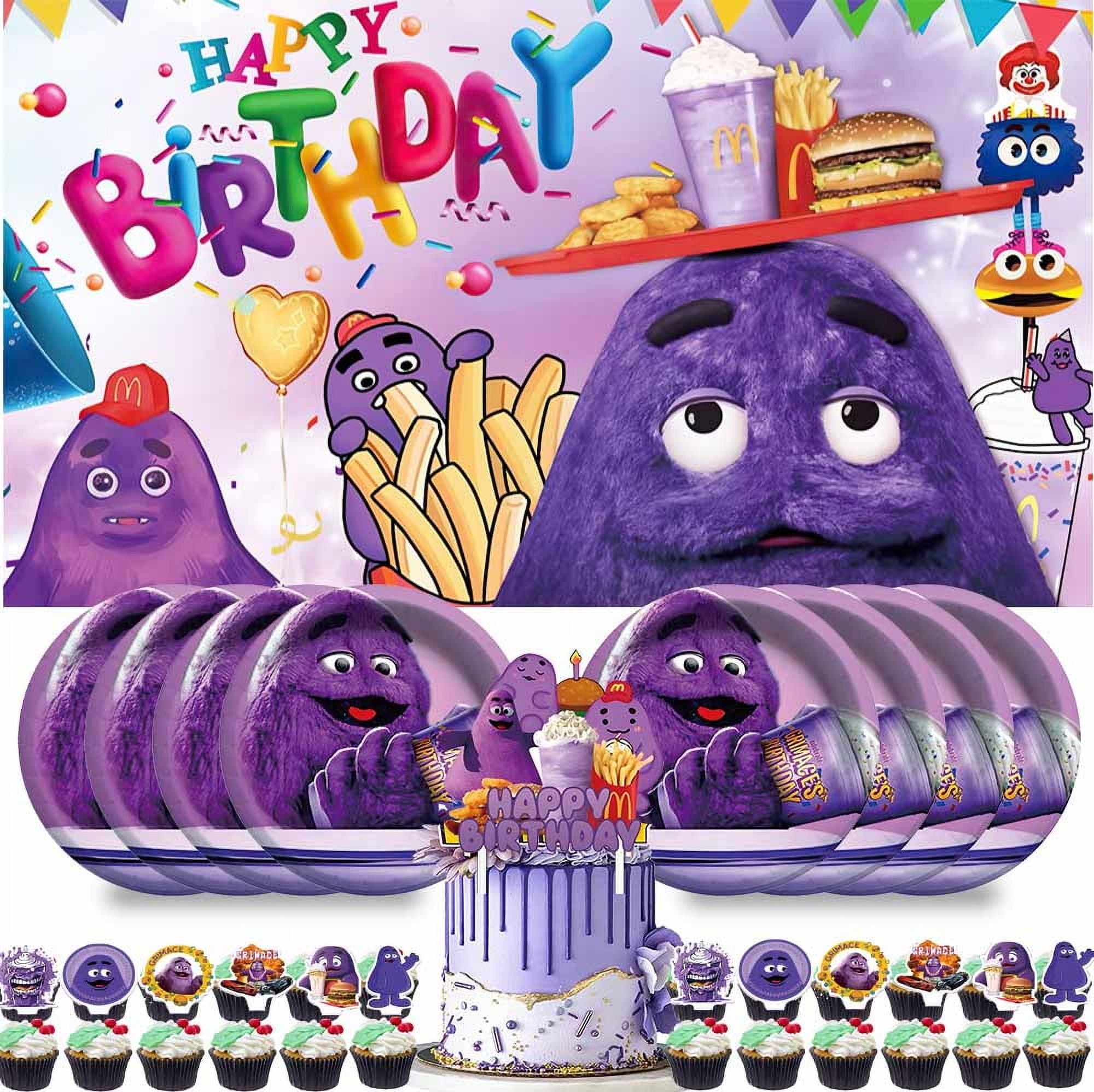 Grimace Party Supplies Birthday Decorations Plates Banner Kids Cake ...