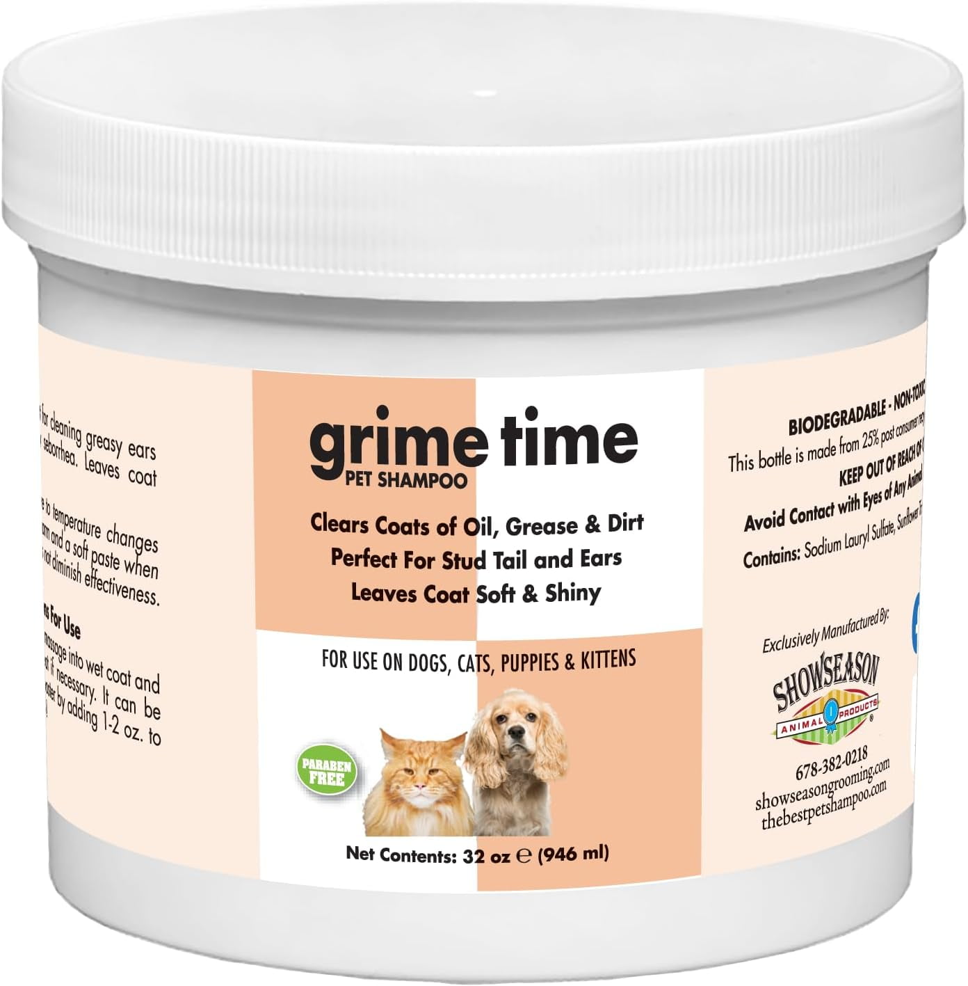 Grime Time® Degreasing Shampoo 32 oz. for Dogs, Cats | Concentrated ...