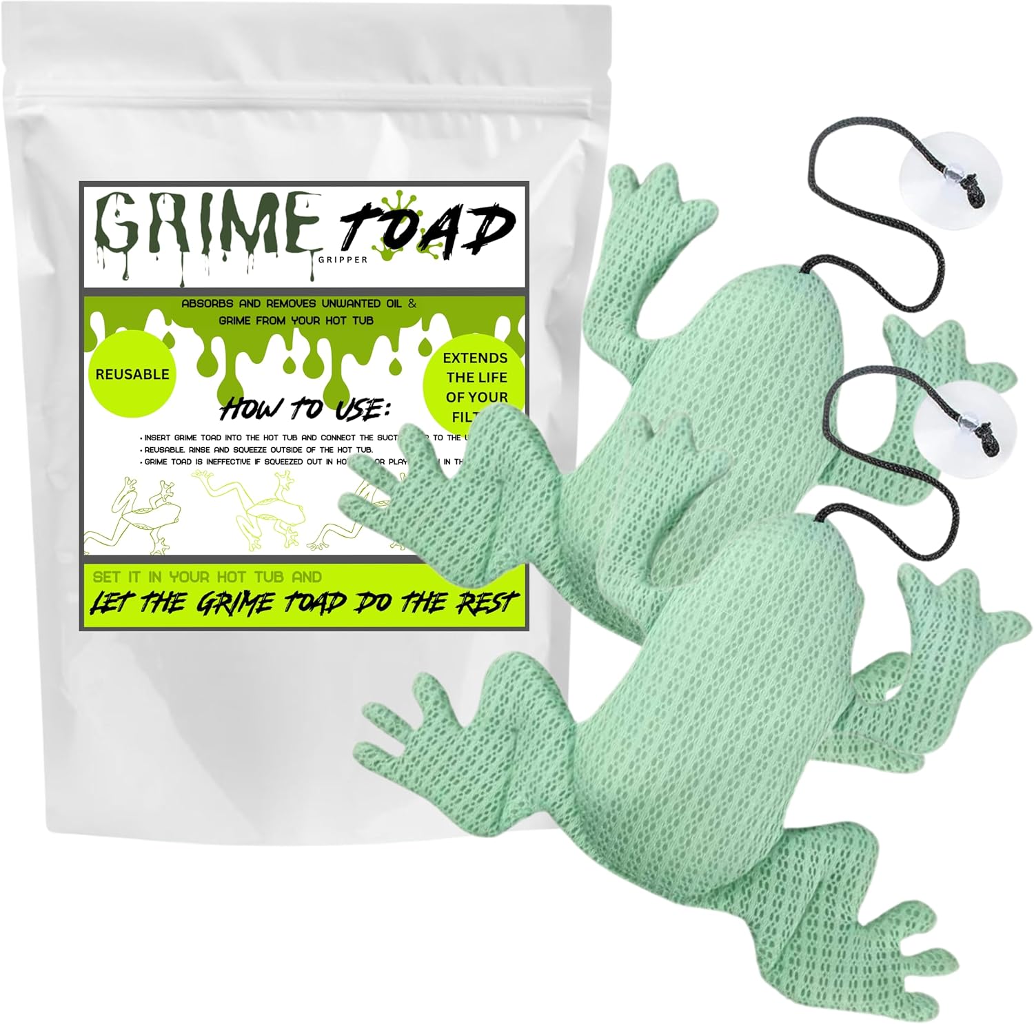 Grime Toad 2 Pack Hot Tub Absorber Reusable Hot Tub Oil Absorber, Hot ...