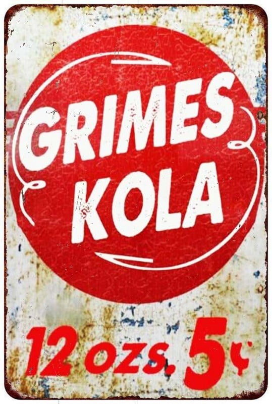 Grimes Kola Soda Pop Vintage LOOK Reproduction metal sign Size: 8 x 12 ...