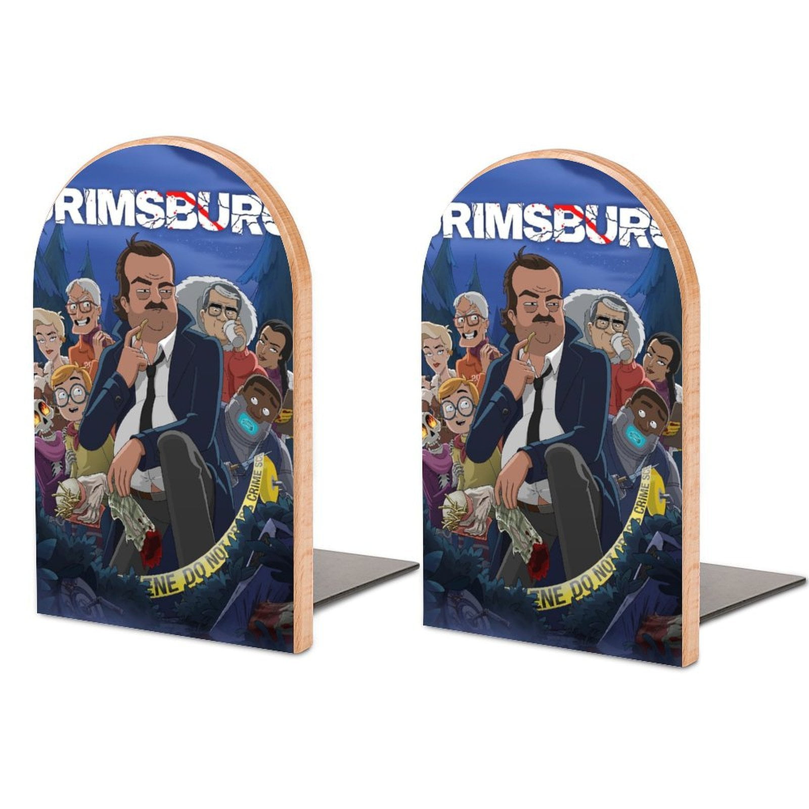 Grimsburg Poster Bookends Wood Book Divider Decor Shelves Non-Skid Book ...