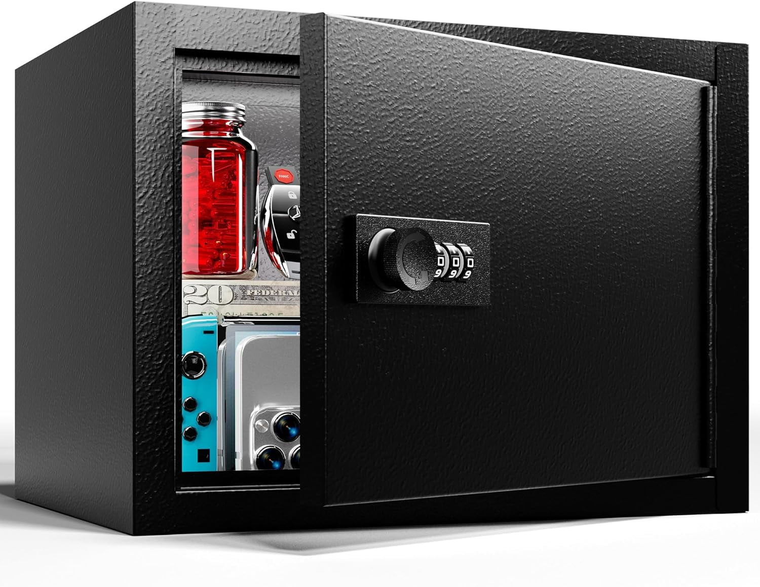 Small Safe Box - (0.22 cu. ft. - 2.66 lb) Mini Money Safe with ...