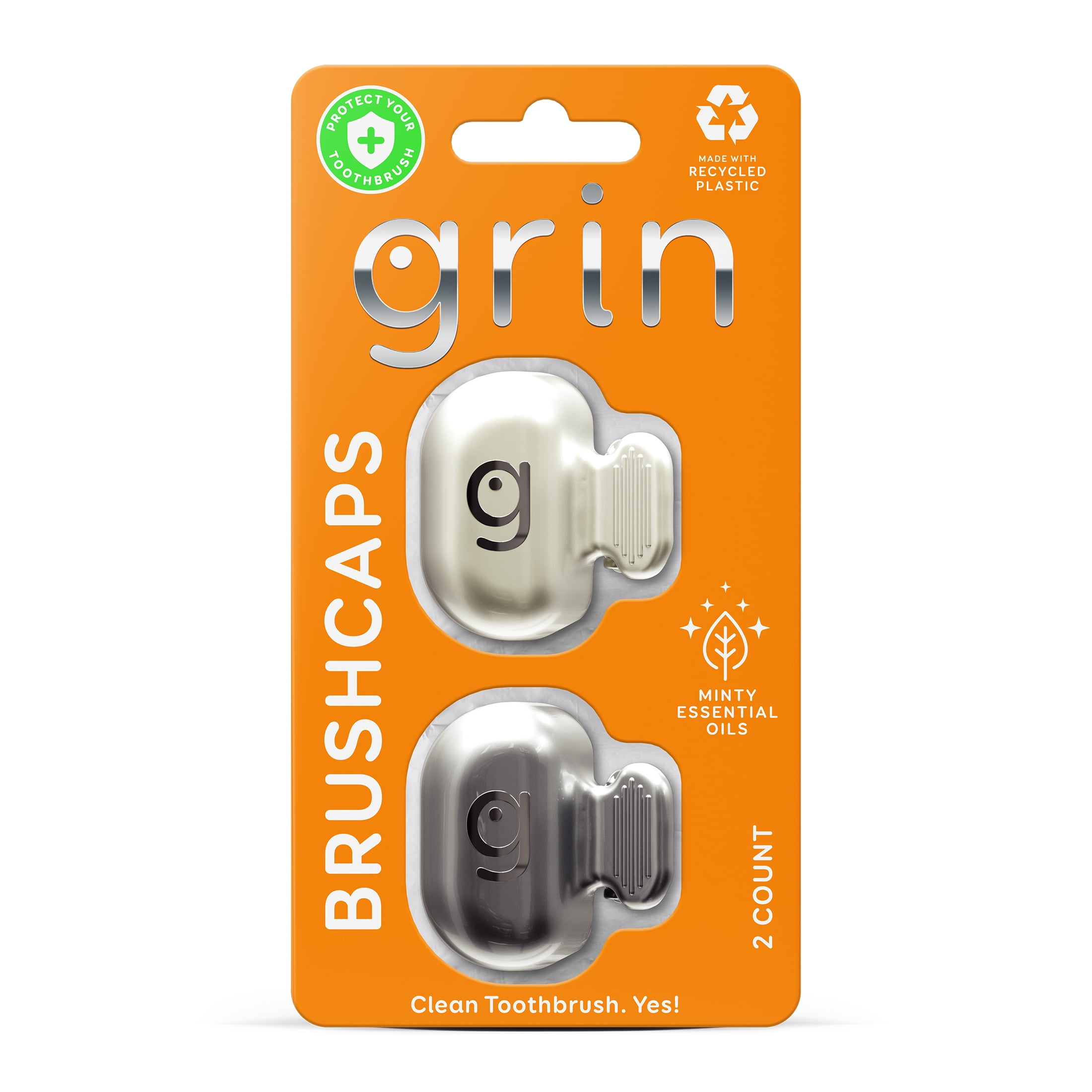 Grin Brushcaps Adult - 2 Count Toothbrush Cover - Walmart.com