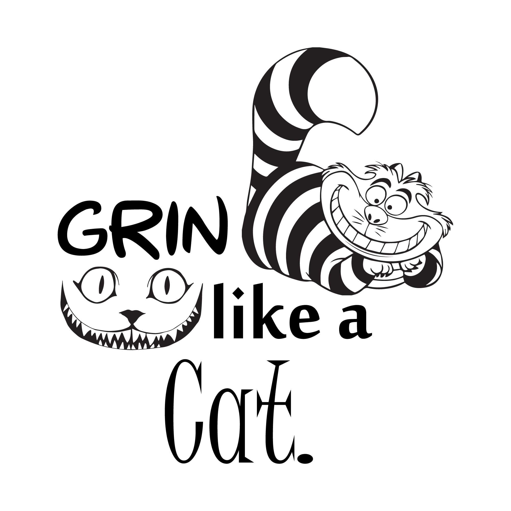 Grin Like A Cat Big Smile Inspiring Quote silhouette Wall Design Wall ...