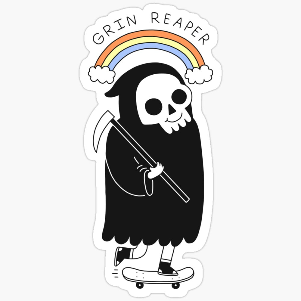 Grin Reaper Sticker Phone Decal Water Bottle Stickers Car Decals ...