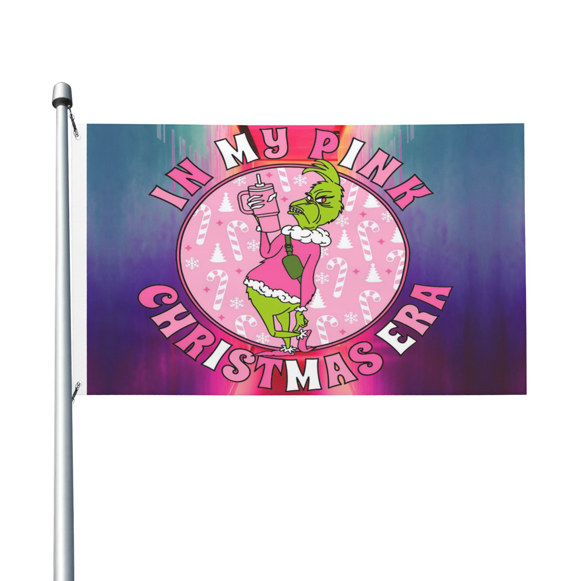 Grin-ch Pink 3x5FT Flag Garden Flags Courtyard Outdoor Decor Banner ...