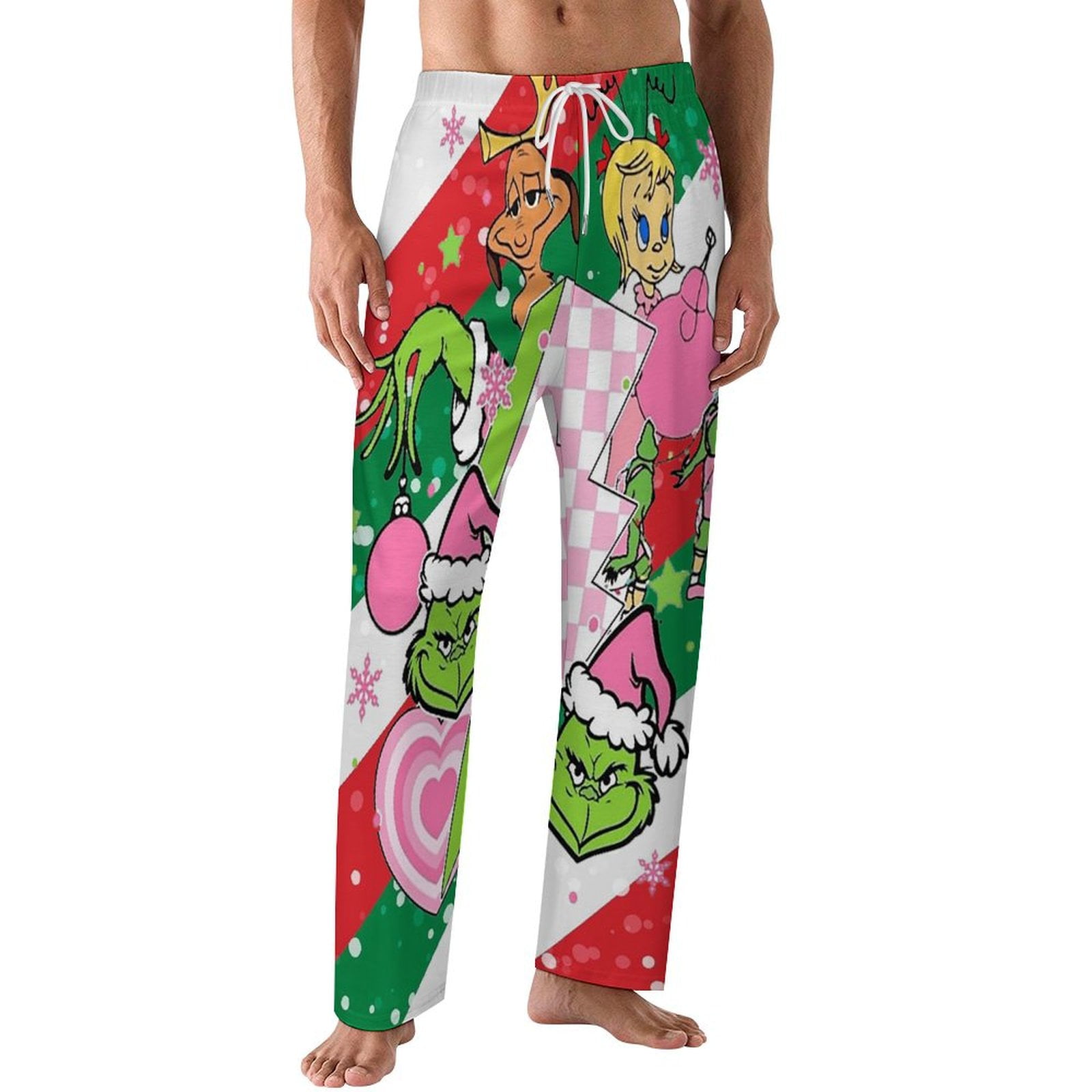 Grin-ch Pink Men's Pajama Suit Sleepwear Long Pants Pajama Men Pjs Set ...