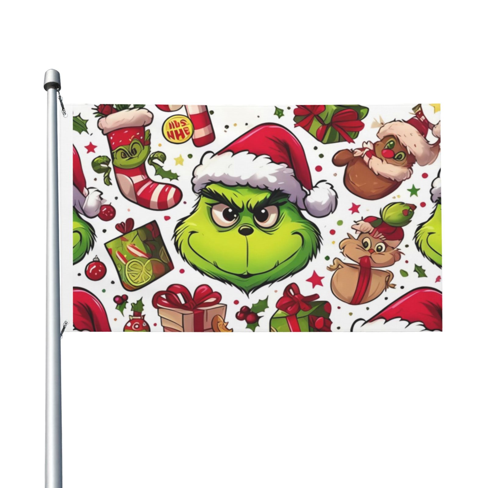 Grinch 3x5ft Face Flag Fade Proof Holiday Fall Flag Outdoor Banner With ...