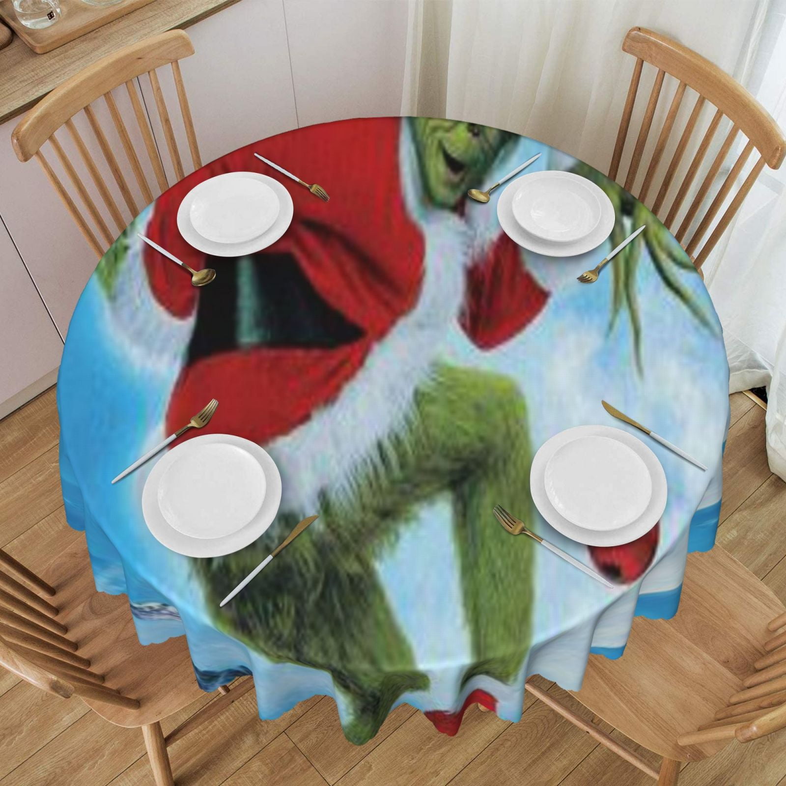 Grinch 60 Inch Round Tablecloth , Waterproof Spill-Proof Wipeable Fall ...