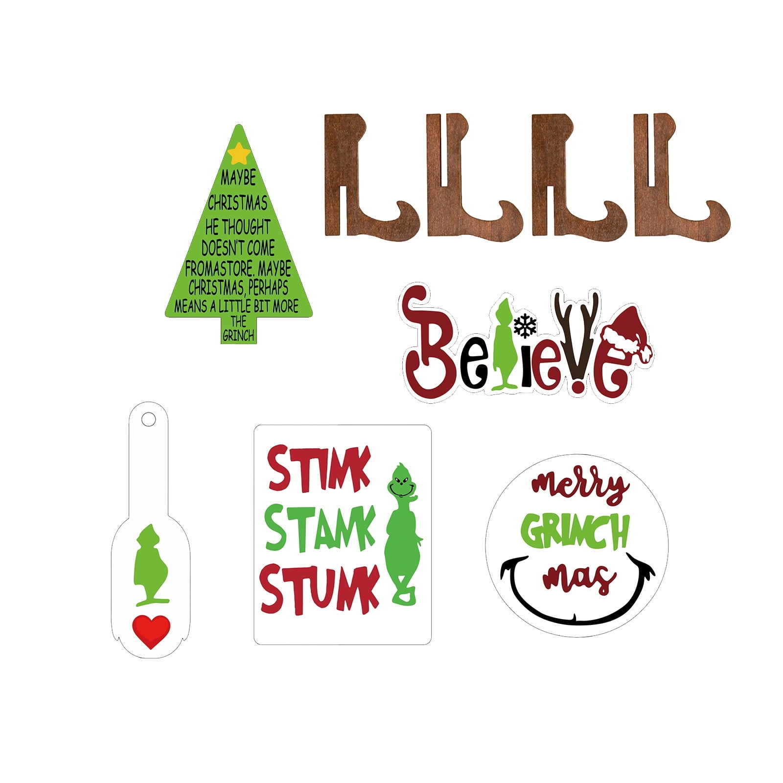 Grinch 6Pc Christmas Tiered Tray Decor Signs Stand Alone With Classic ...