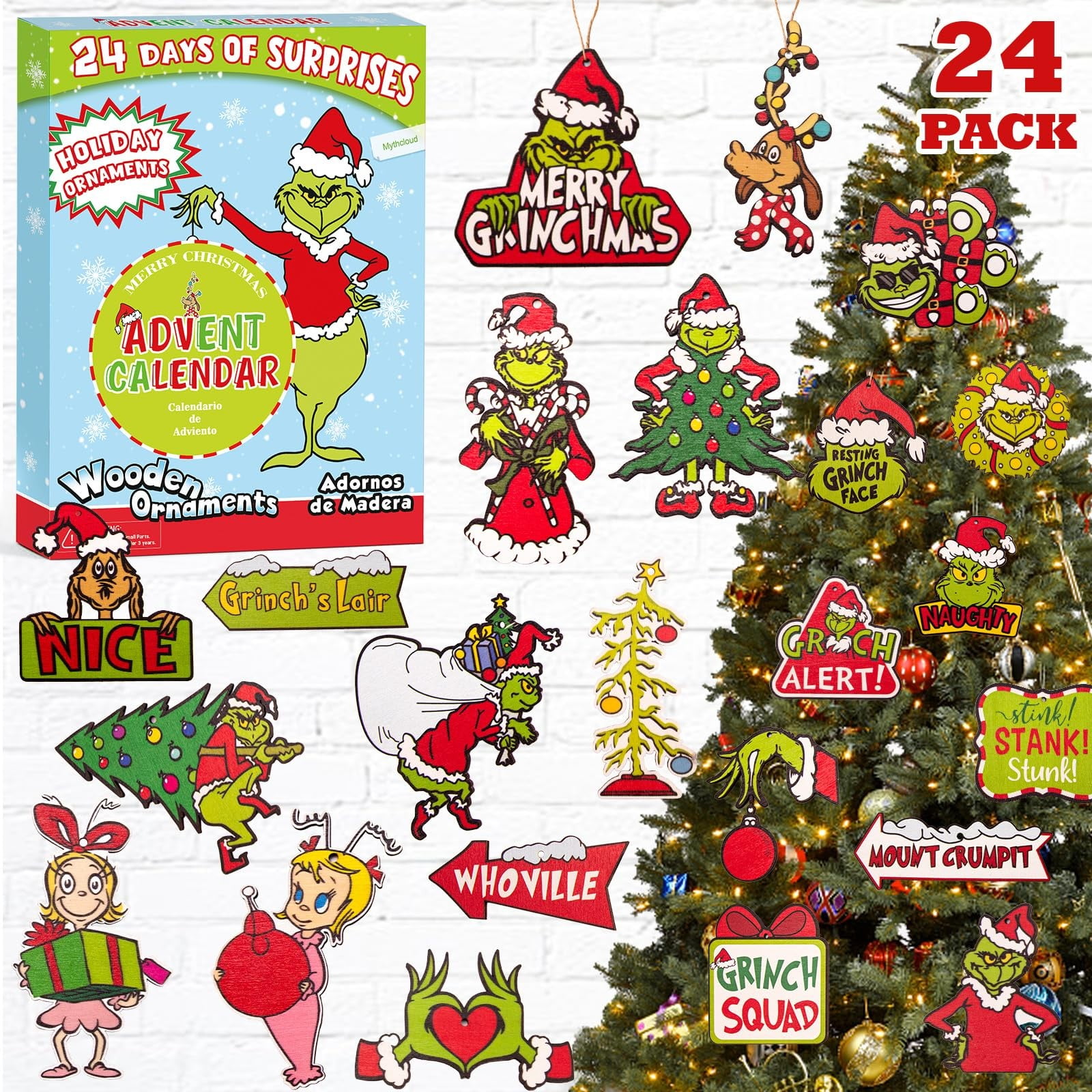 Grinch Advent Calendar 2024 - 2 box, 24 Days Grinch New Christmas Countdown Calendar with 24pcs ...