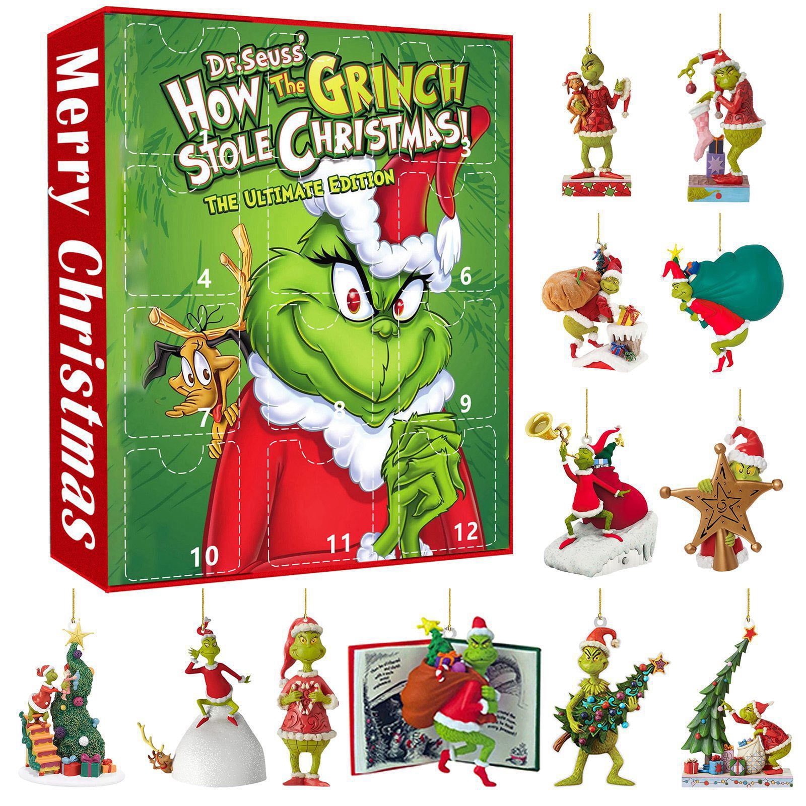 Grinch Advent Calendar 2025, Christmas Cute Cartoon Keychain Doll ...
