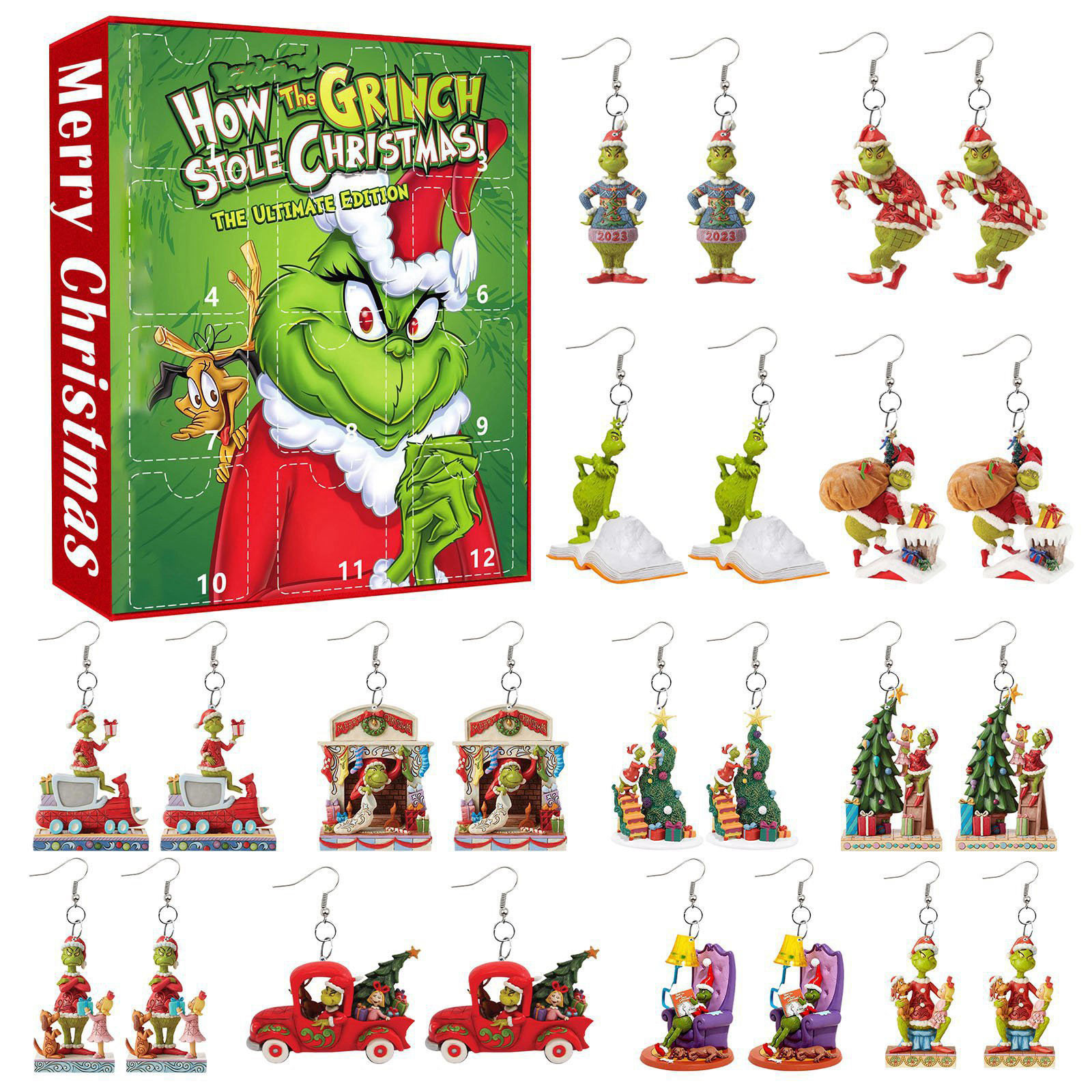 Grinch Advent Calendar, Christmas Grinch Countdown Calendar Contains 24 ...