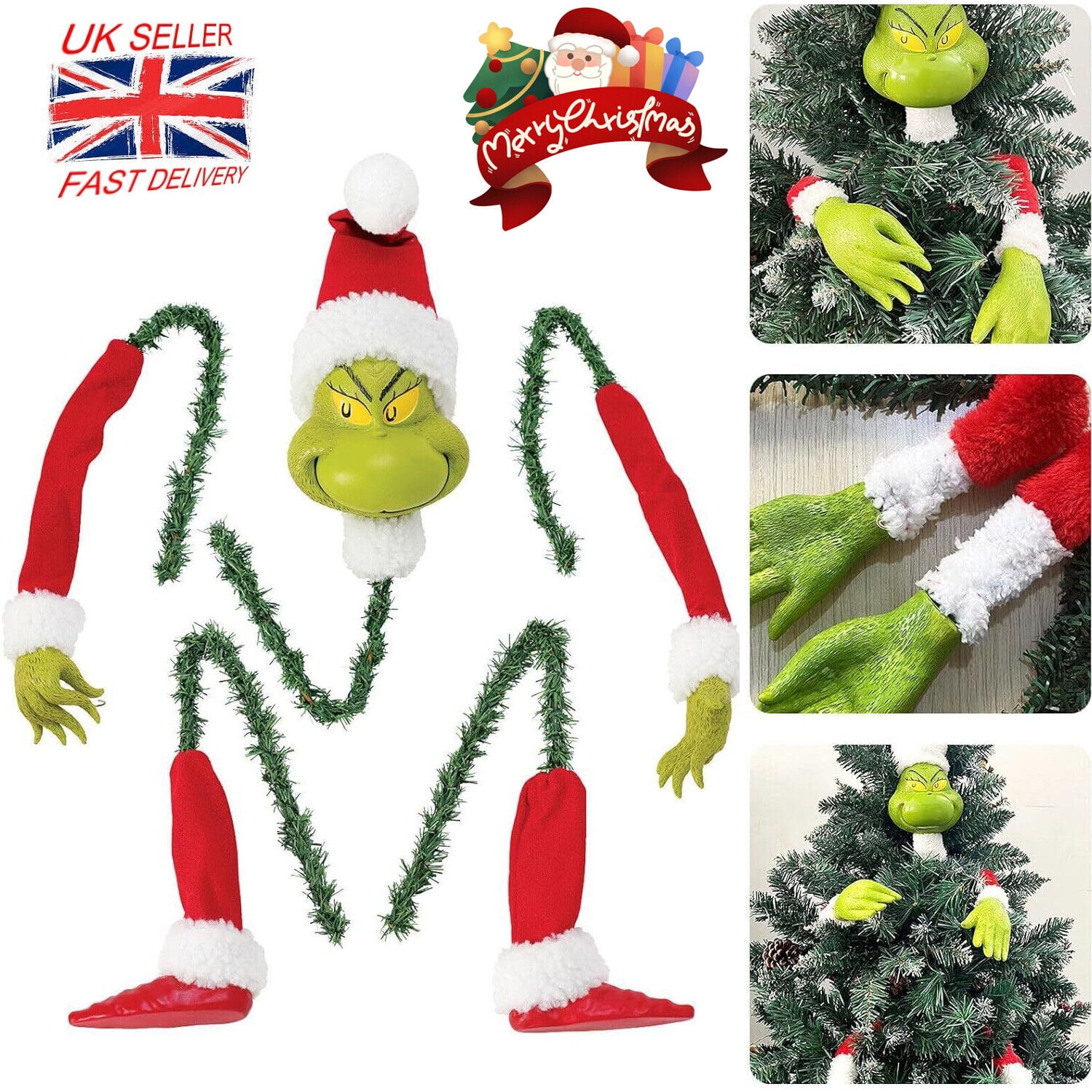 Grinch Arm Leg Head Ornaments Holder Christmas Tree Decorations Xmas ...