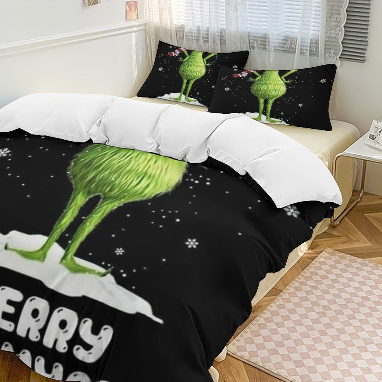 Grinch Bed 3 Piece Thickened Breathable Soft Duvet Cover With，for Boys ...
