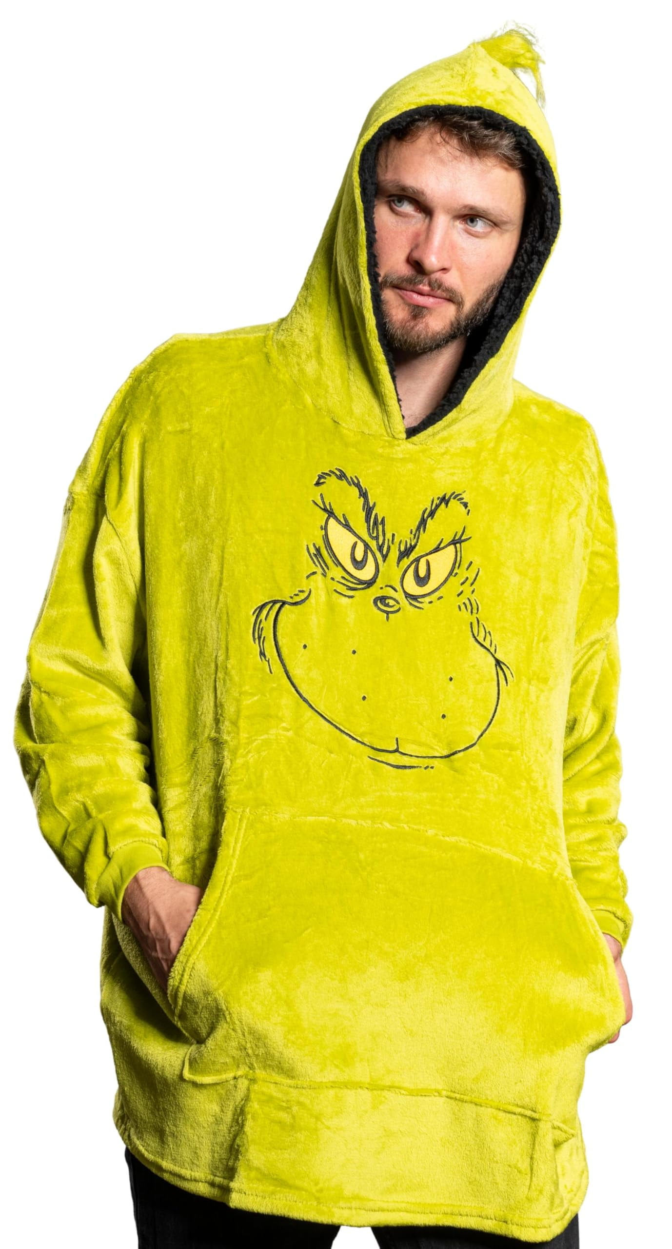 Grinch Big Face Green Christmas Sleep Poncho with Hood Halloween ...