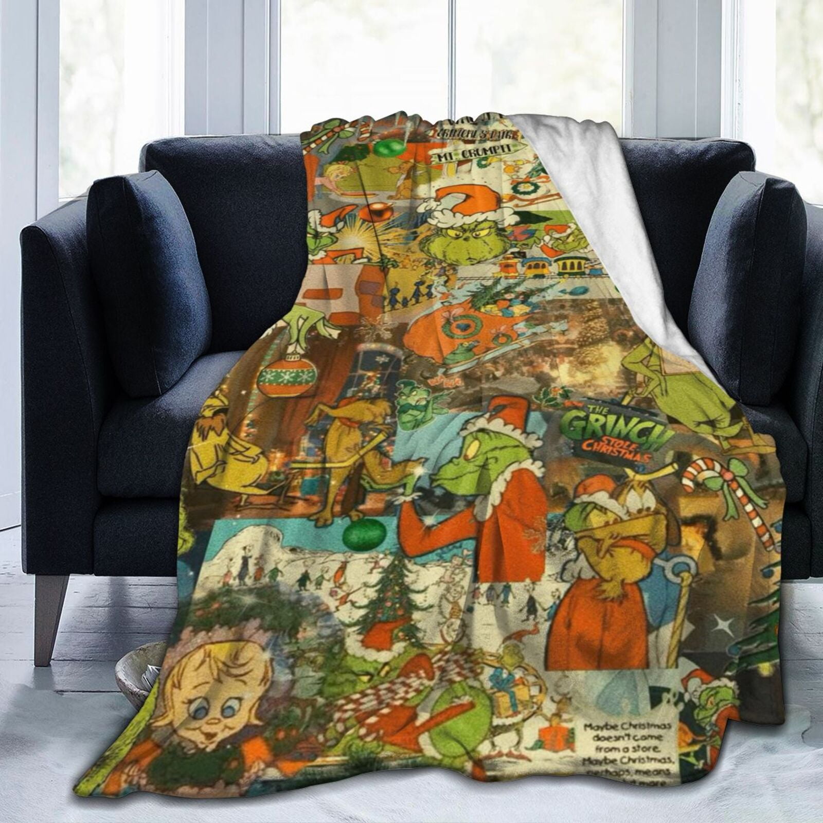 Grinch Blanket - Soft Cozy Flannel Throw, Perfect for Bedroom, Living ...