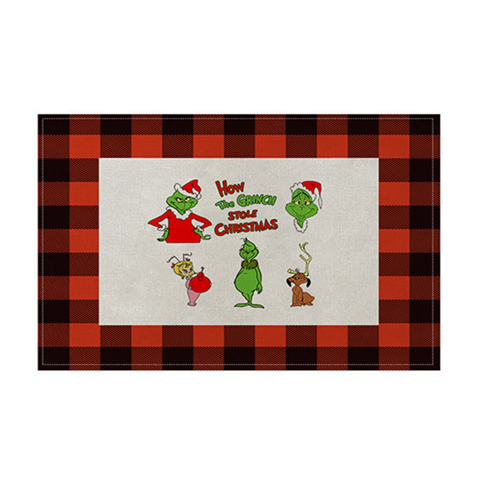 Grinch Cartoon Printed Rectangular Dining Mat, Fun Decorative Design ...