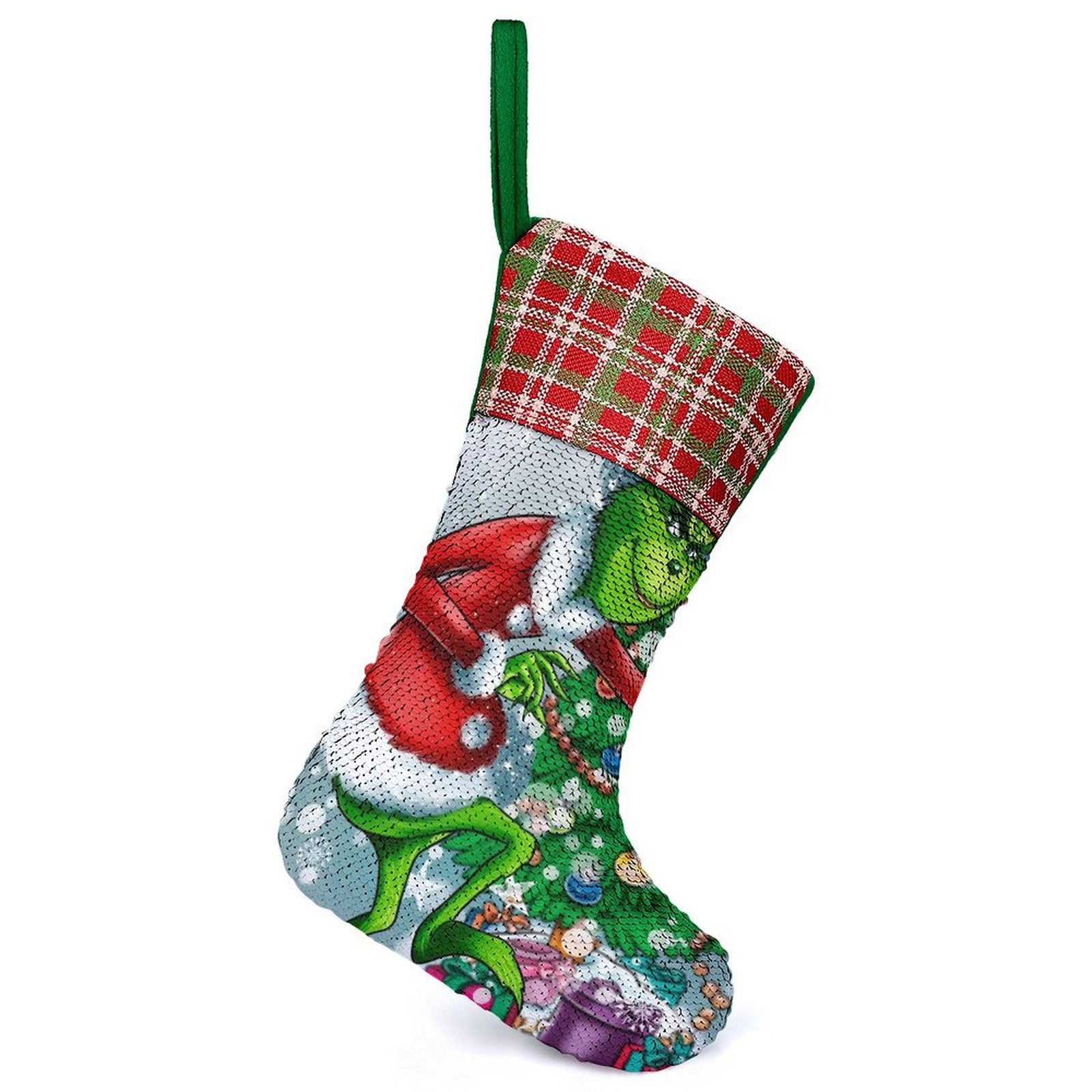 Grinch Character Design Christmas Stockings,Reversible Color Changing ...