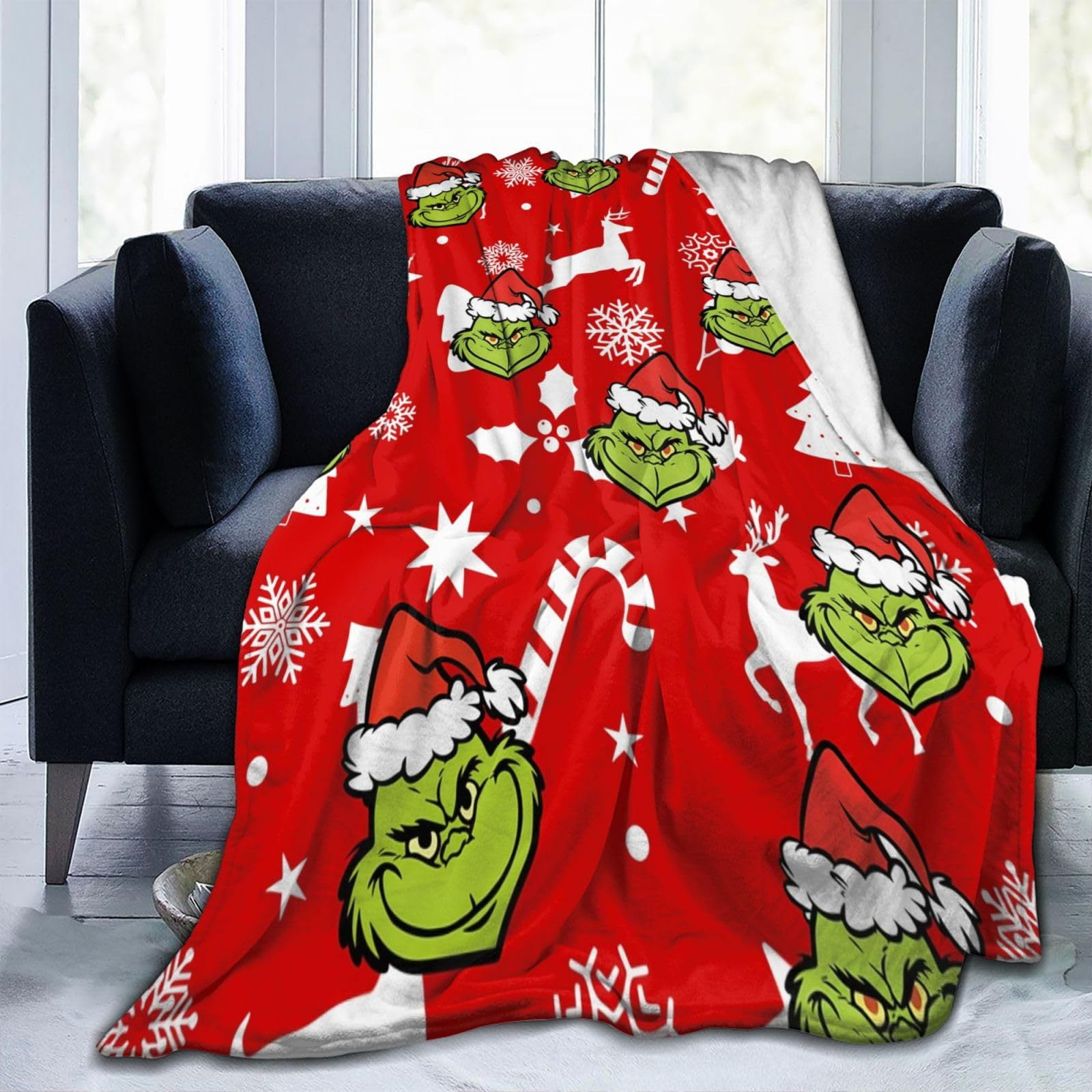Grinch Christmas Blanket,Multiple Whimsical Grinch-Themed Designs,Soft ...