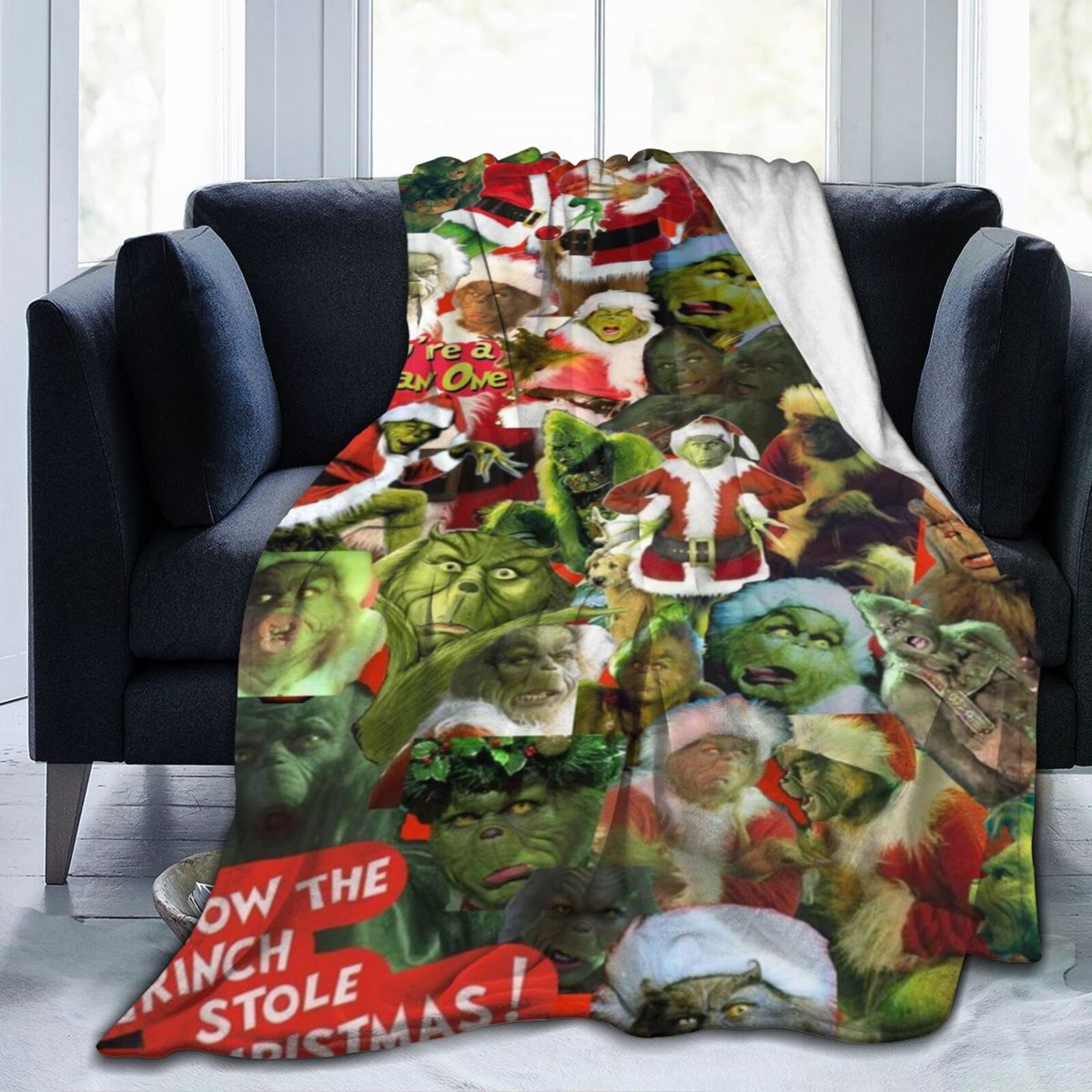 Grinch Christmas Blanket, Soft Fleece Throw Blanket with Grinch Design ...