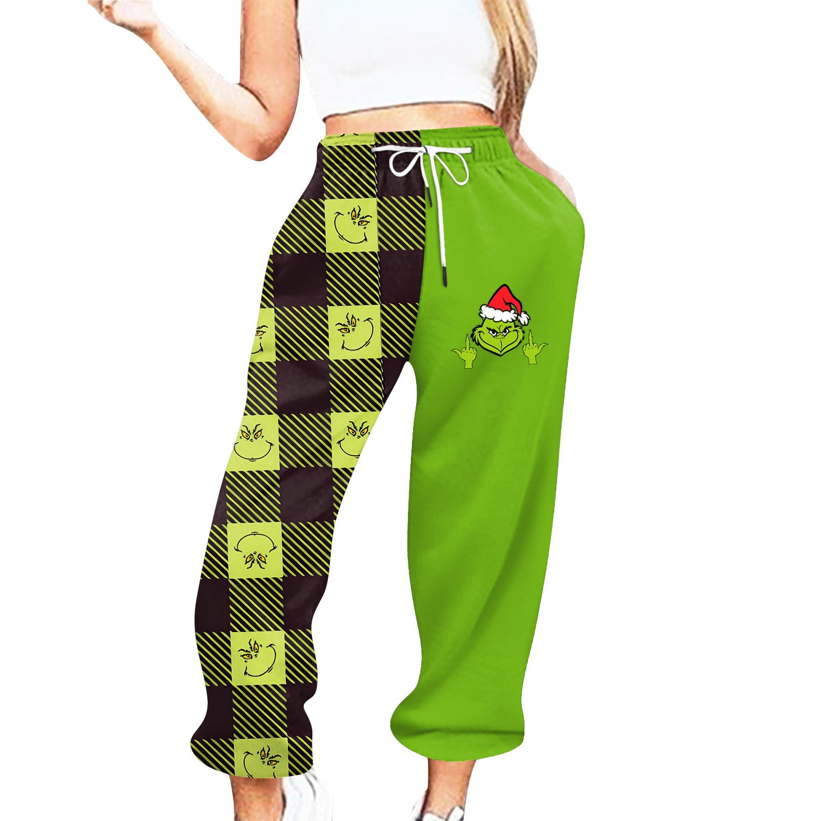 Grinch Christmas Clothes Grinch Pants Women's Relaxed Fit Winter ...