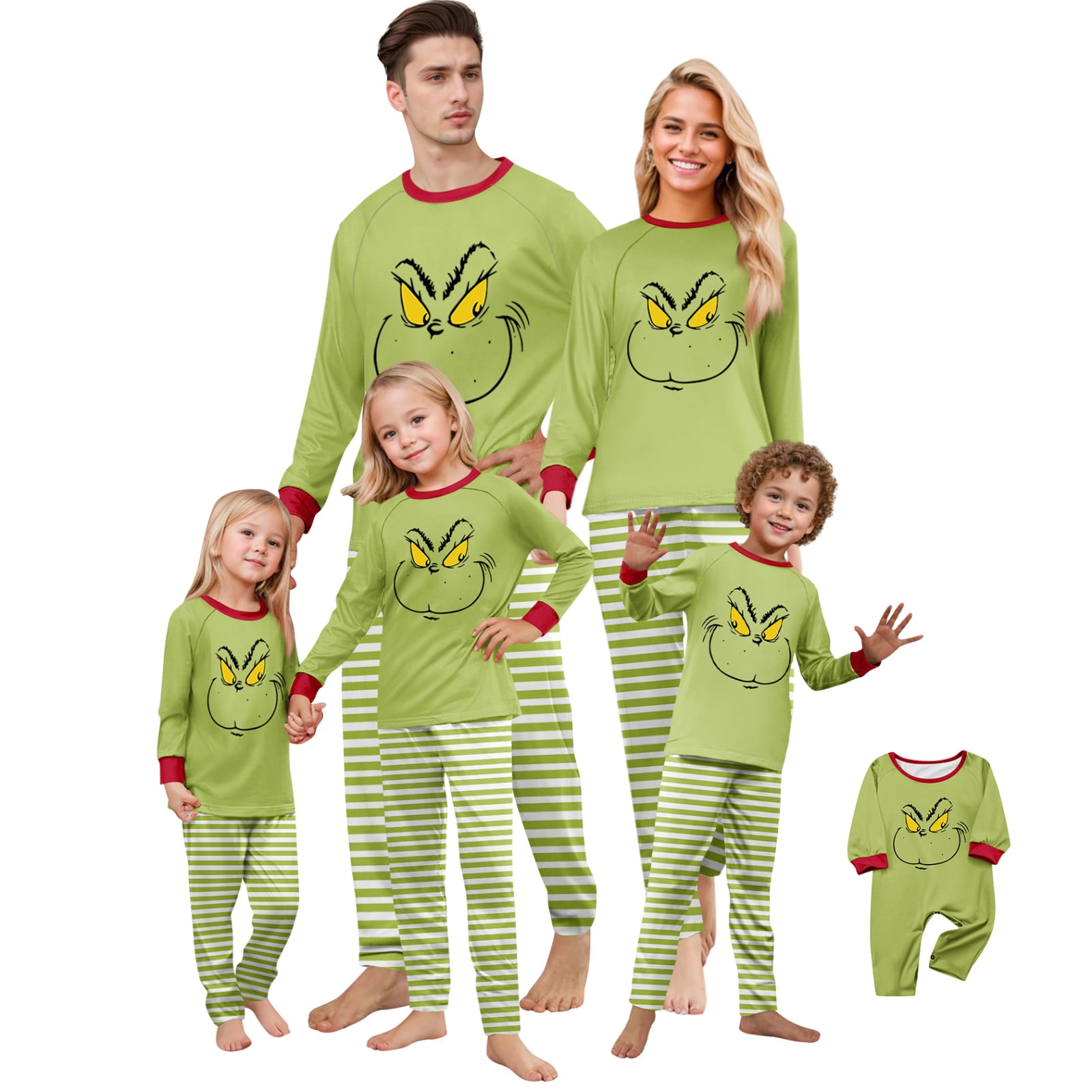 Family Cute Fashion Print Long-Sleeved Suit Parent-Child Suit Grinch ...
