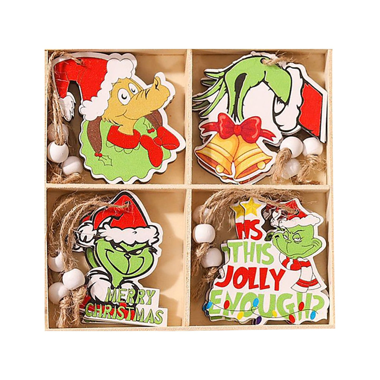 Grinch Christmas Grinch Decor Festive Christmas Wooden Ornaments Set ...