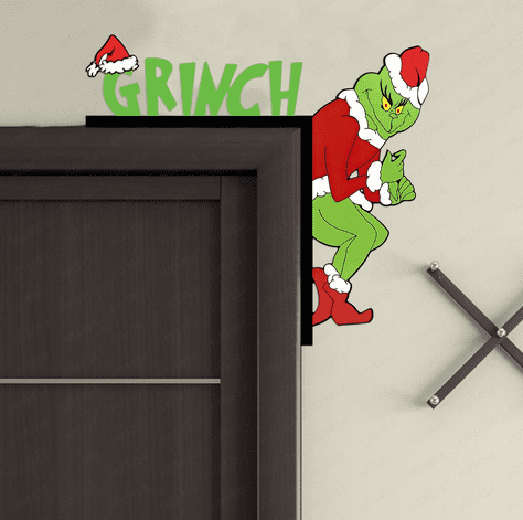Grinch Christmas Decorations 2Pcs Wooden Hanging Grinchdecorations ...