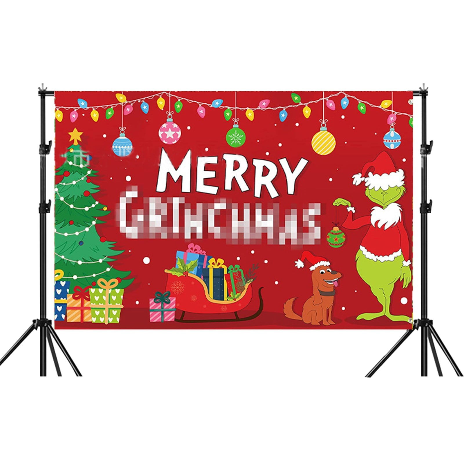 Grinch Christmas Decorations Birthday Background Fabric Party Banner ...