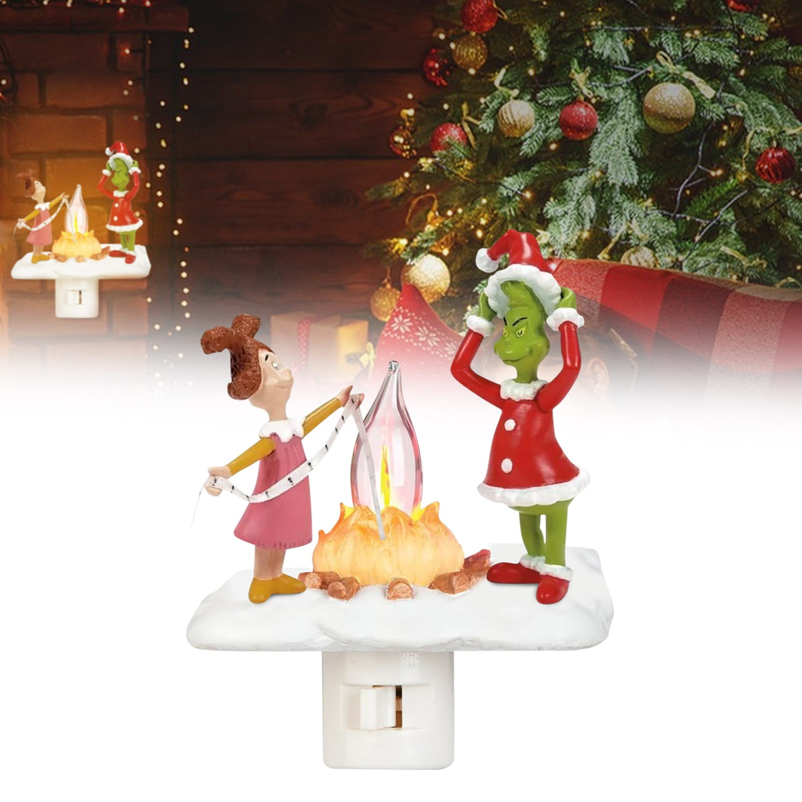 Grinch Christmas Decorations, Ghost Flickering Nightlight Led Faux Fire ...