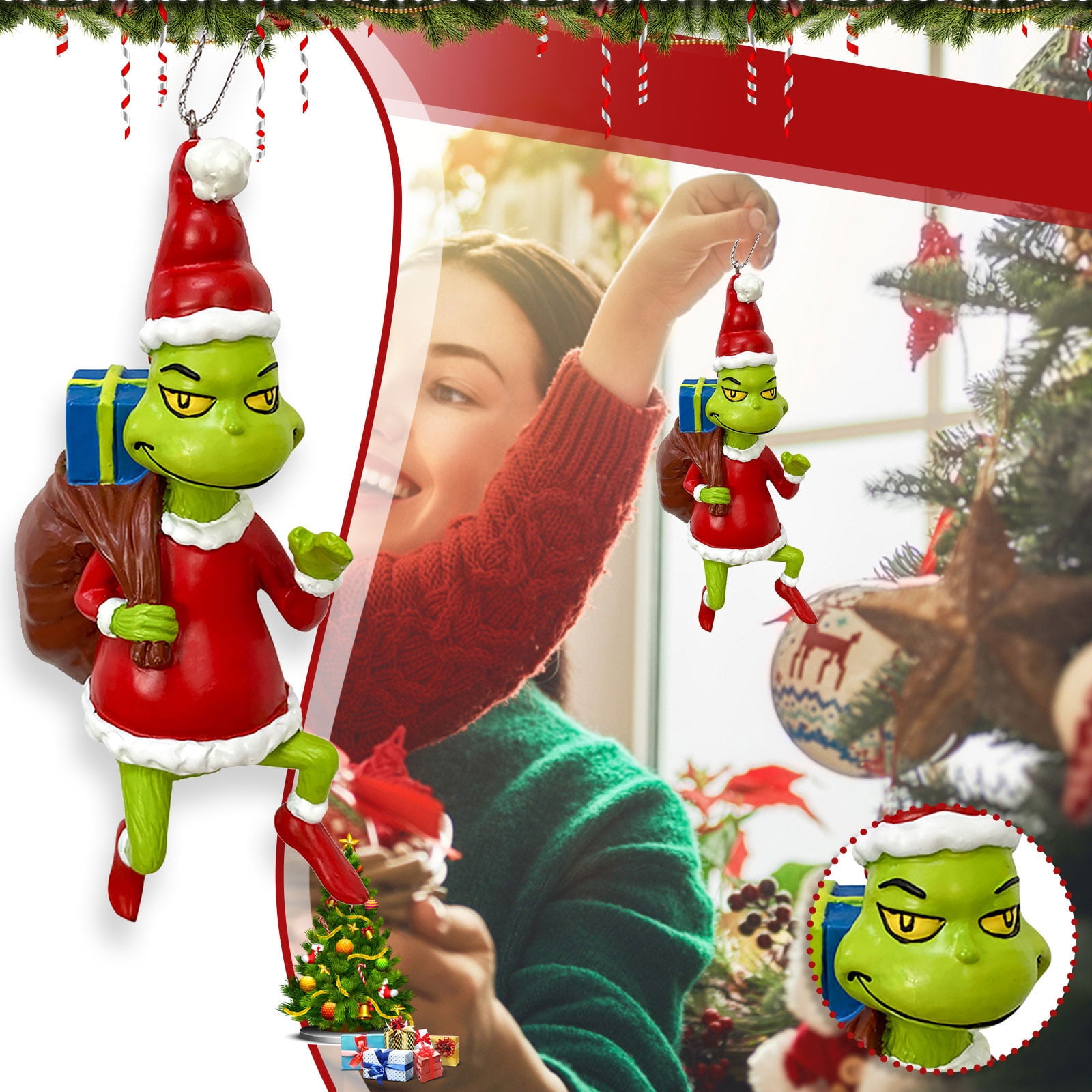 Grinch Christmas Decorations, Grinch Gifts Resin 3D Grinch Christmas ...
