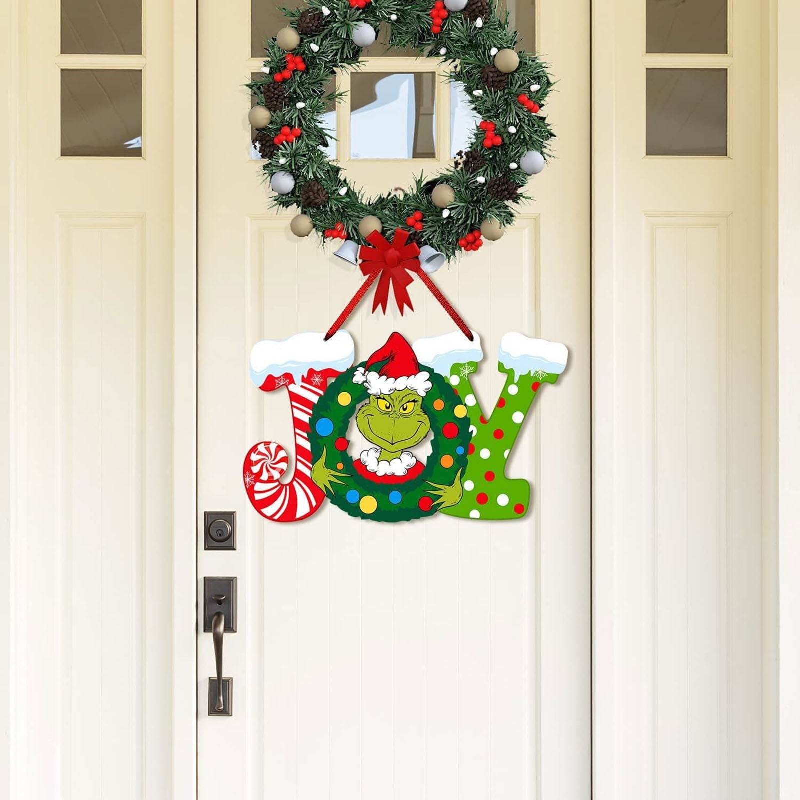 Cyinyin Grinch Christmas Decorations Hanging Signs Door Sign for ...