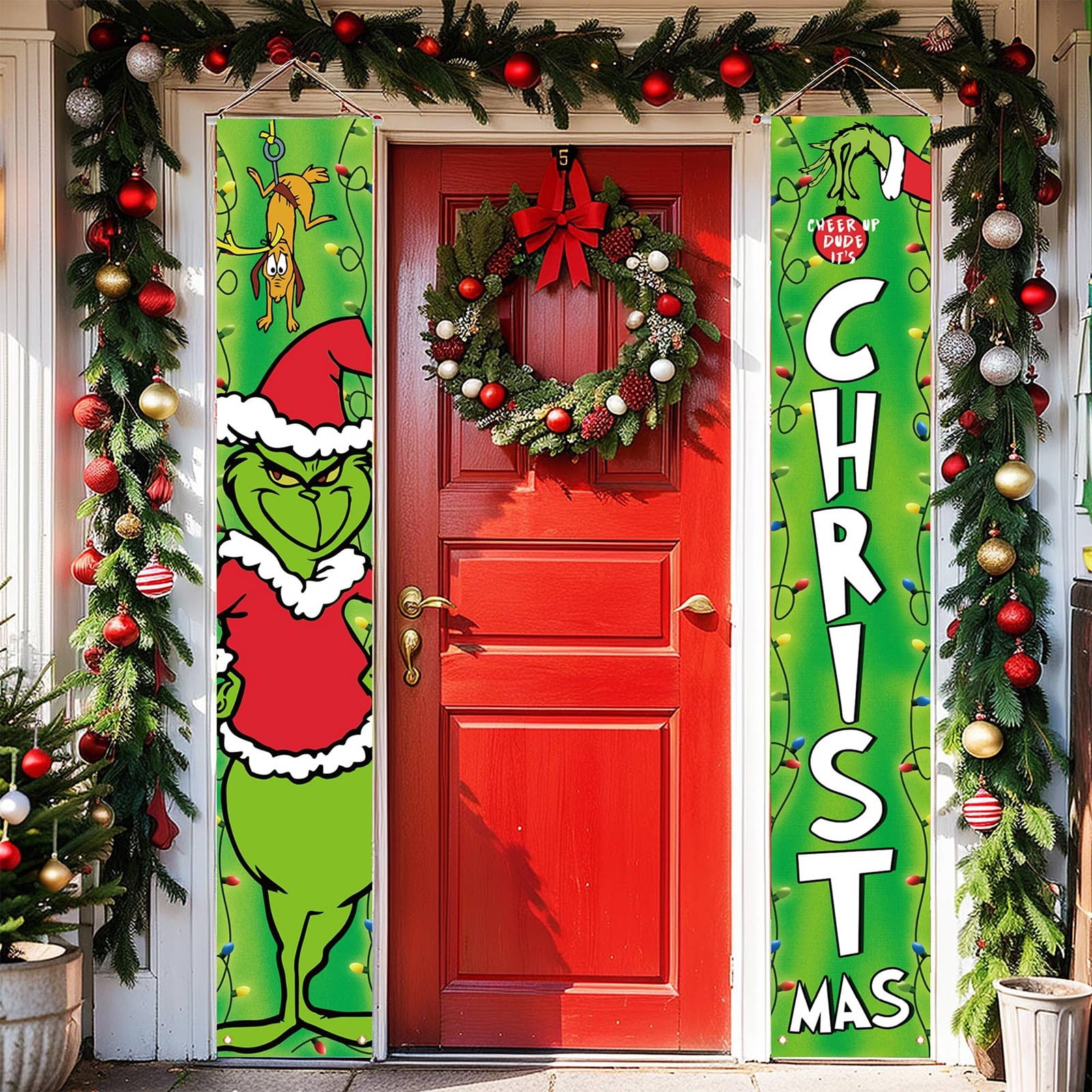 Grinch Christmas Decorations Porch Sign, Grinch Merry Christmas Door ...