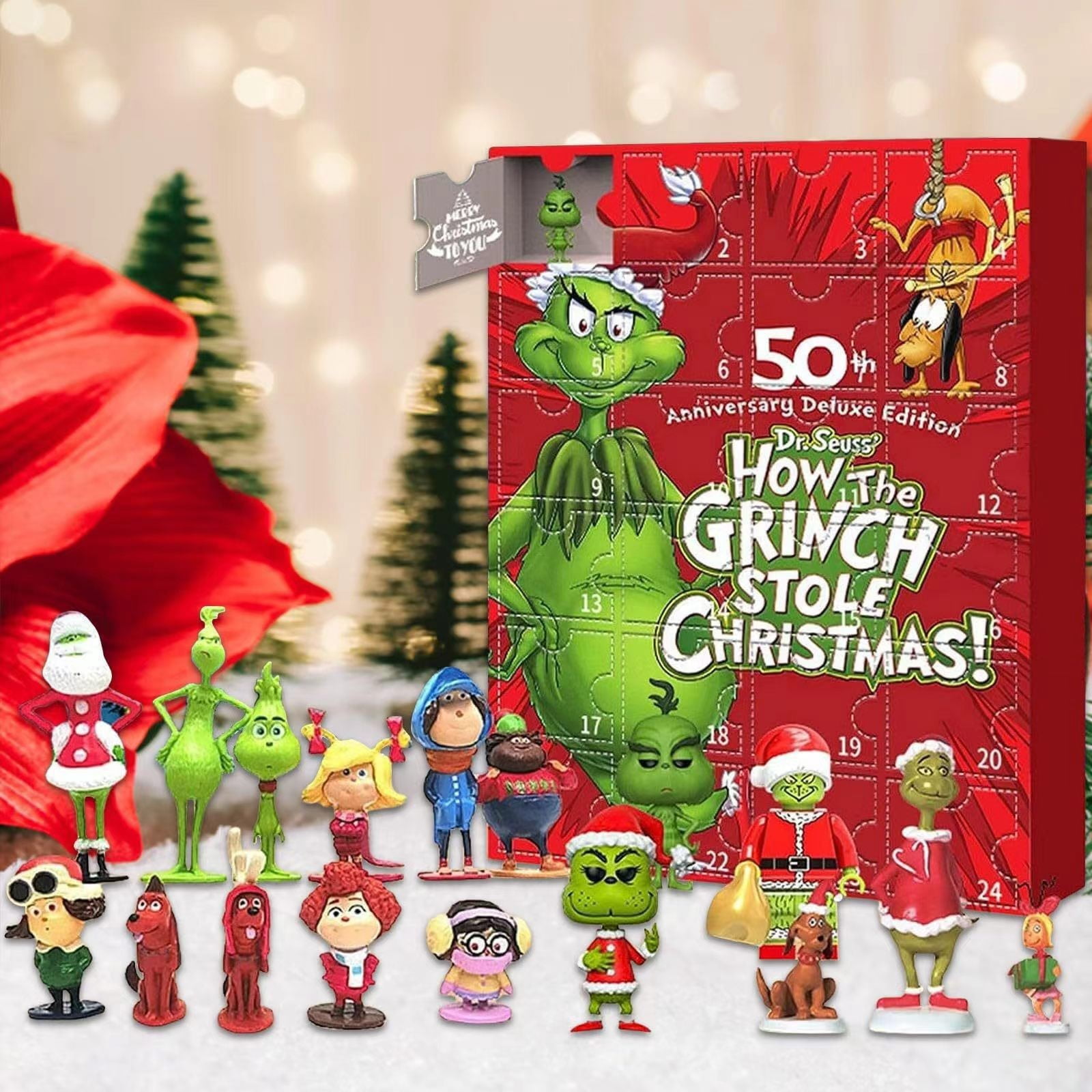 BILLCOS Grinch Christmas Advent Calendar, 24pcs Surprise Gift, Holiday ...