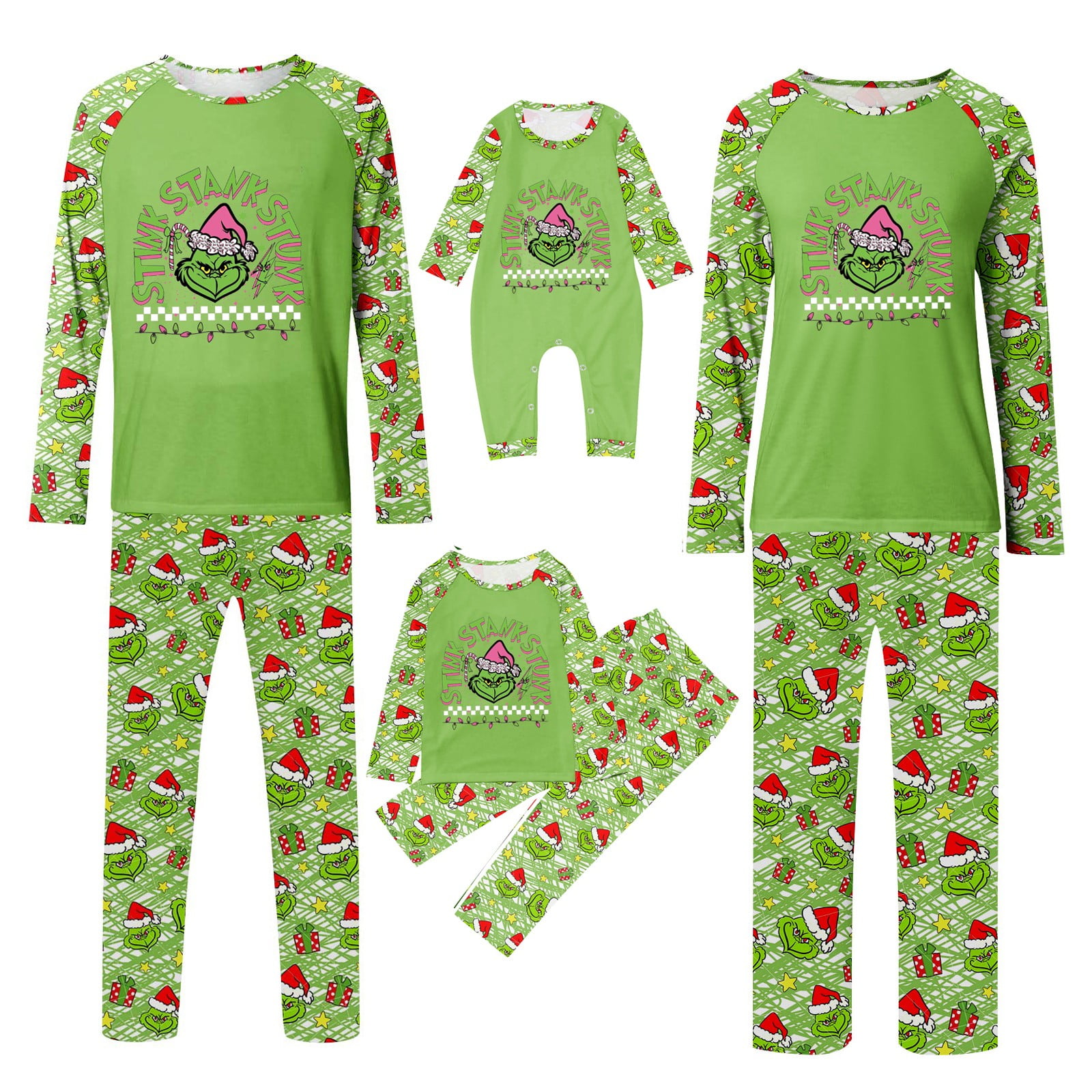 Grinch Christmas Family Matching Sets Pajamas Loungewear Outfits Long ...
