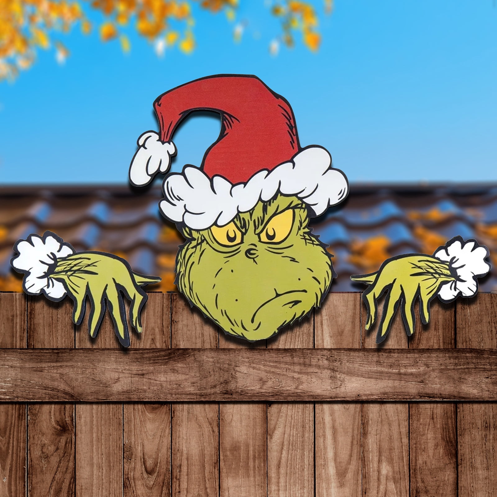 Grinch Christmas Fence Peeker - Christmas Decorations - Cute ﻿Green ...