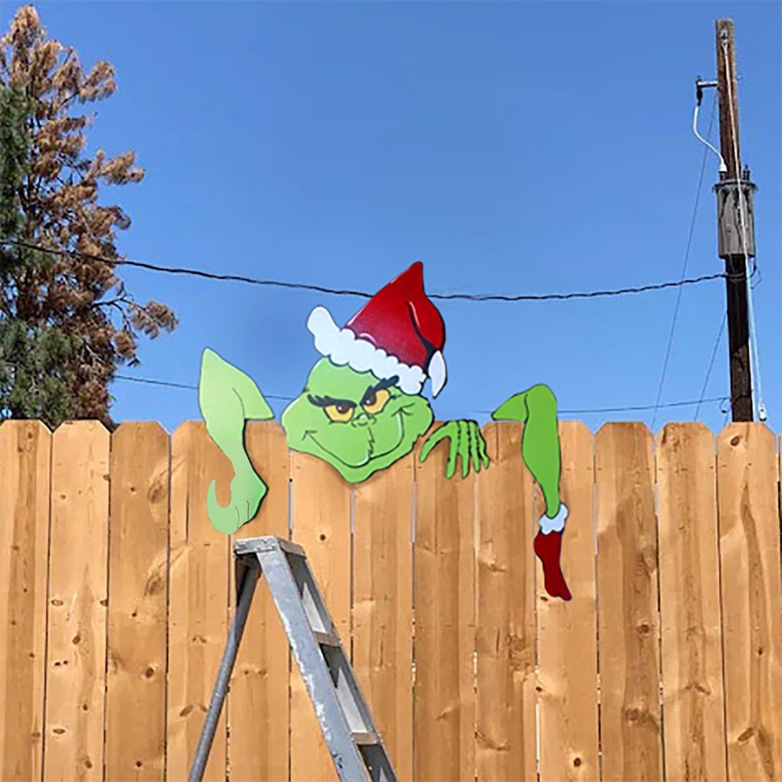 Grinch Christmas Fence Peeker Decorations,Christmas Tree Topper Decor ...