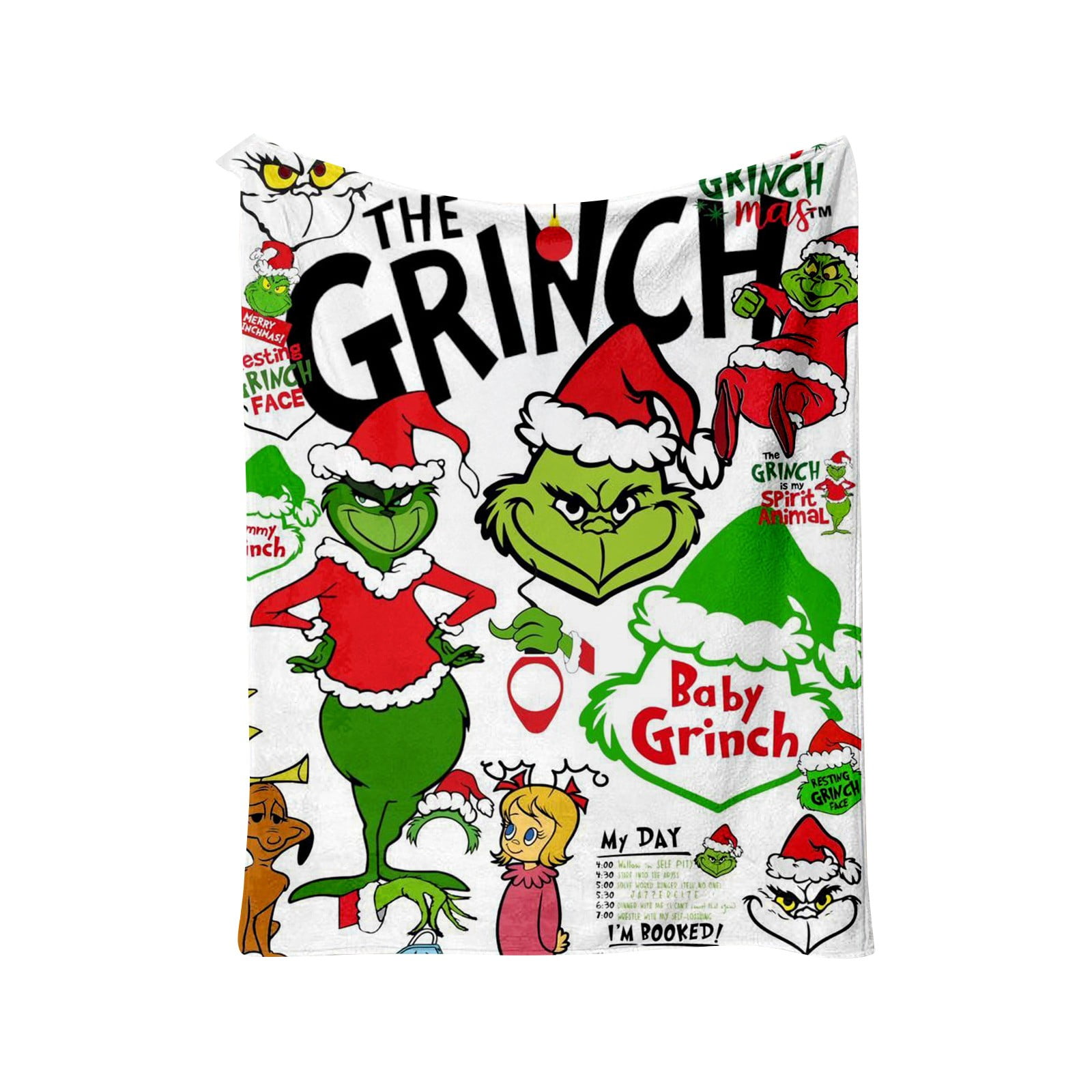 Grinch Christmas Festive Holiday Fleece Blanket Cartoon Characters ...