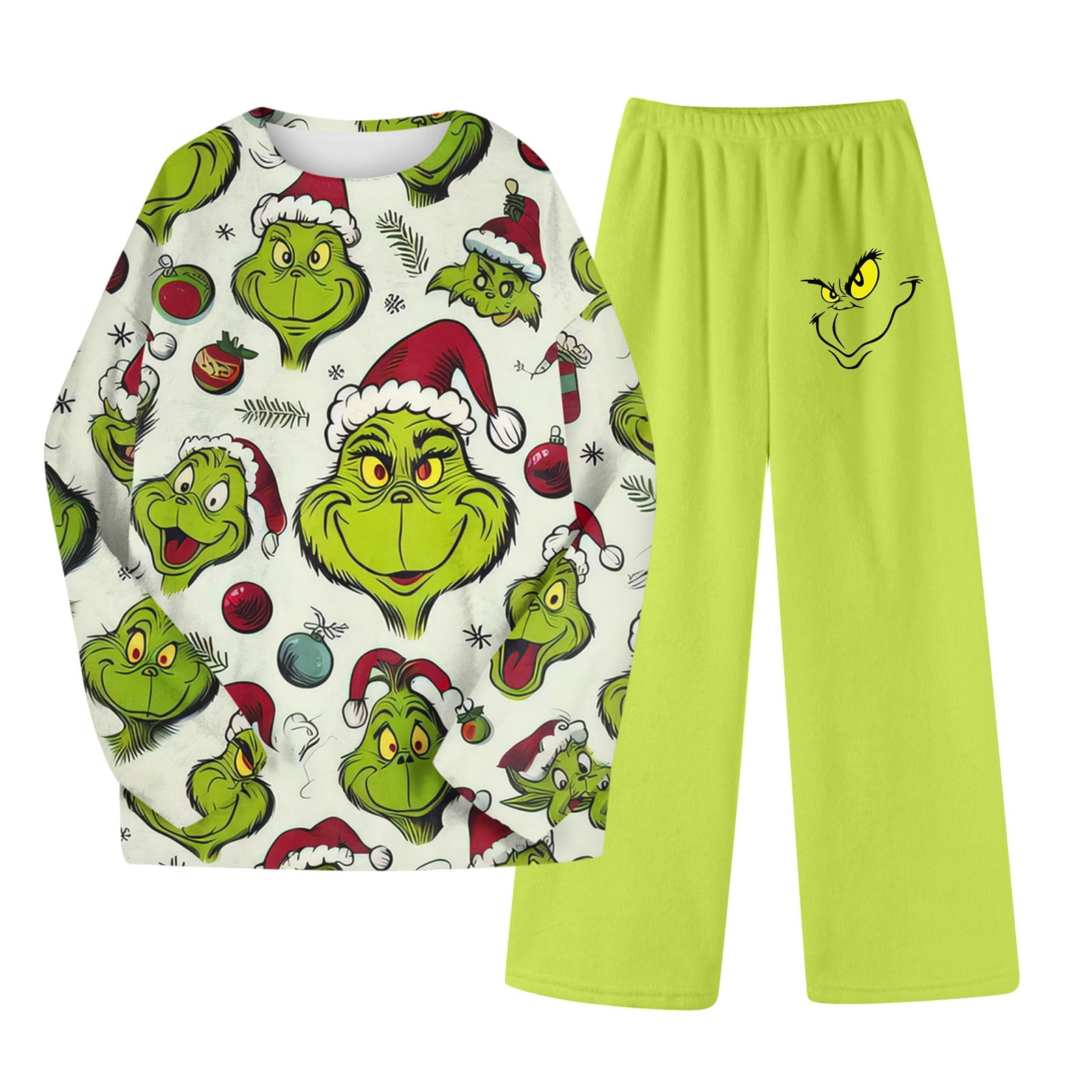 Grinch Christmas Festive Holiday Pajama Set for Kids and Adults Cozy ...