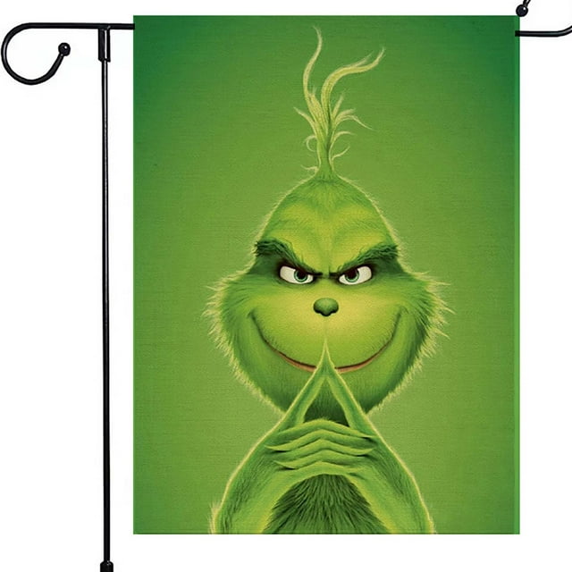 Grinch Christmas Garden Flag Green Furry Hanging Flag Outdoor Flag ...