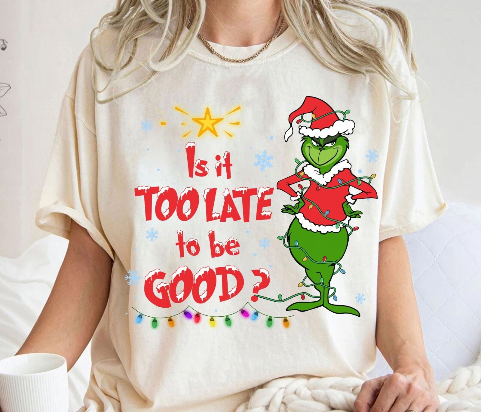 Grinch Christmas Lights Is It Too Late To Be Good Unisex Adult Shirt Shirt, Size Xl, Tee Ash New ...