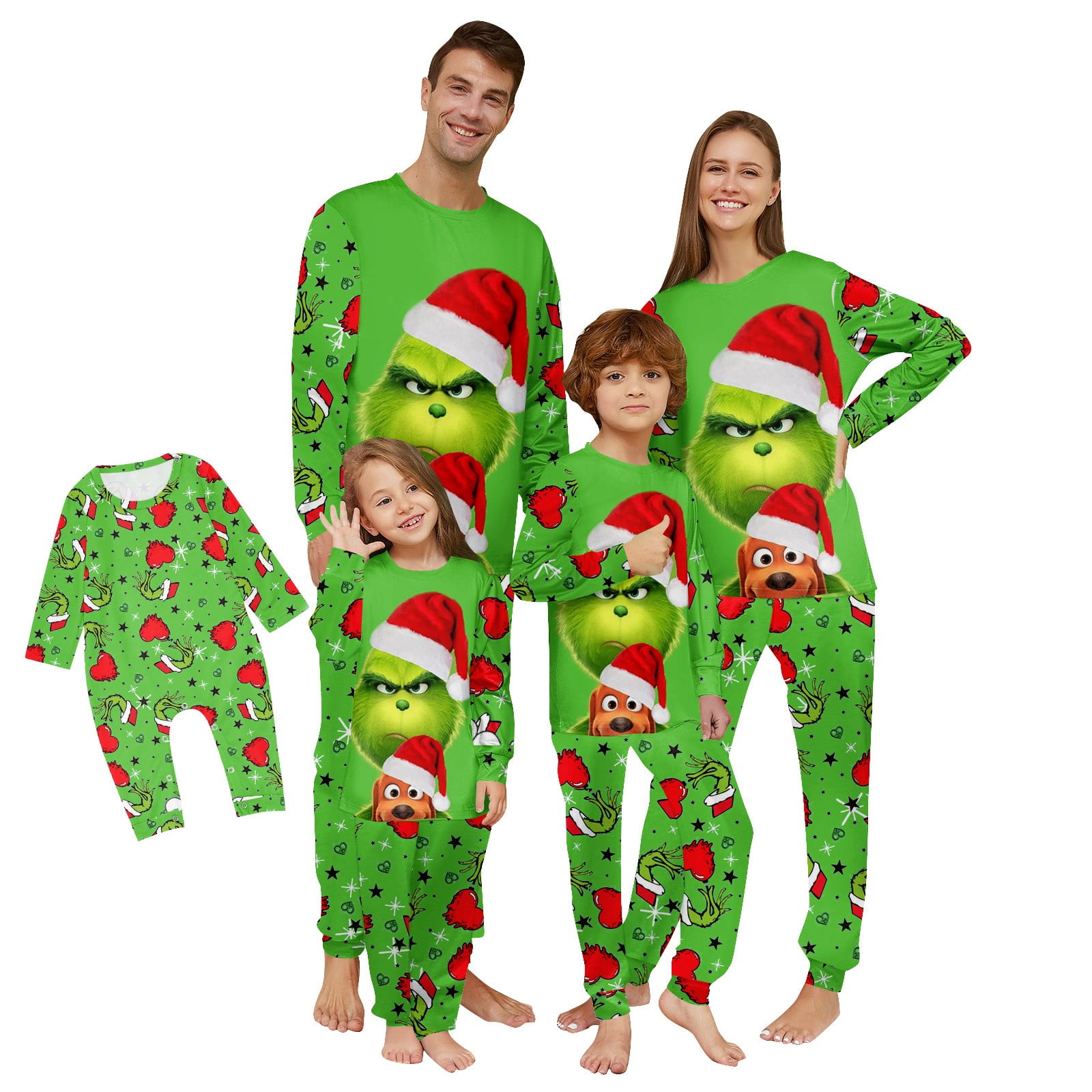 Grinch Christmas Loungewear Outfits,Family Matching Long Sleeve Tops ...