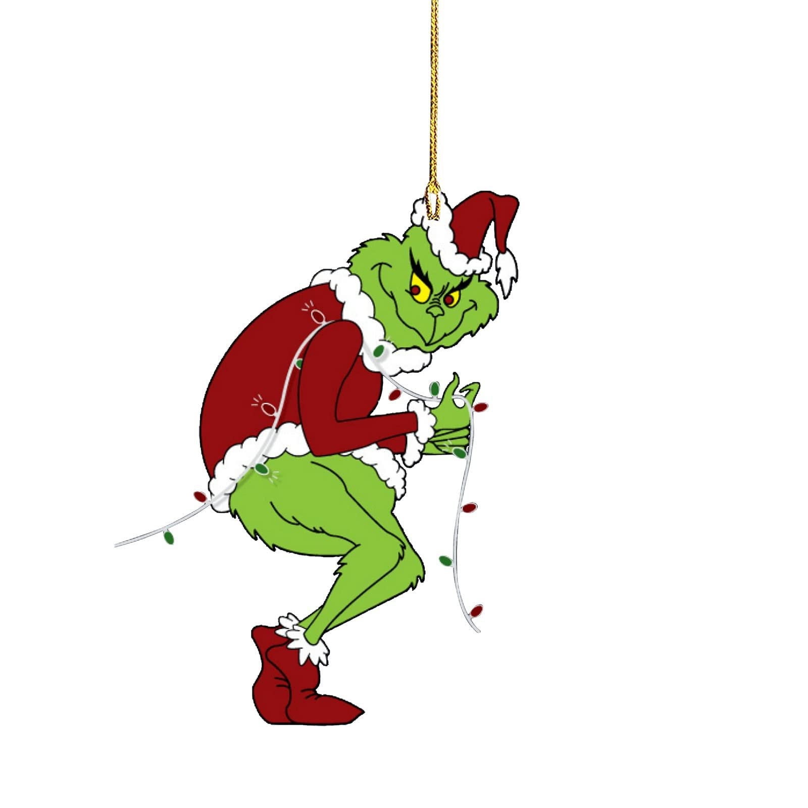Grinch Christmas Ornaments Acrylic Flat Hanging Decoration With Satin ...