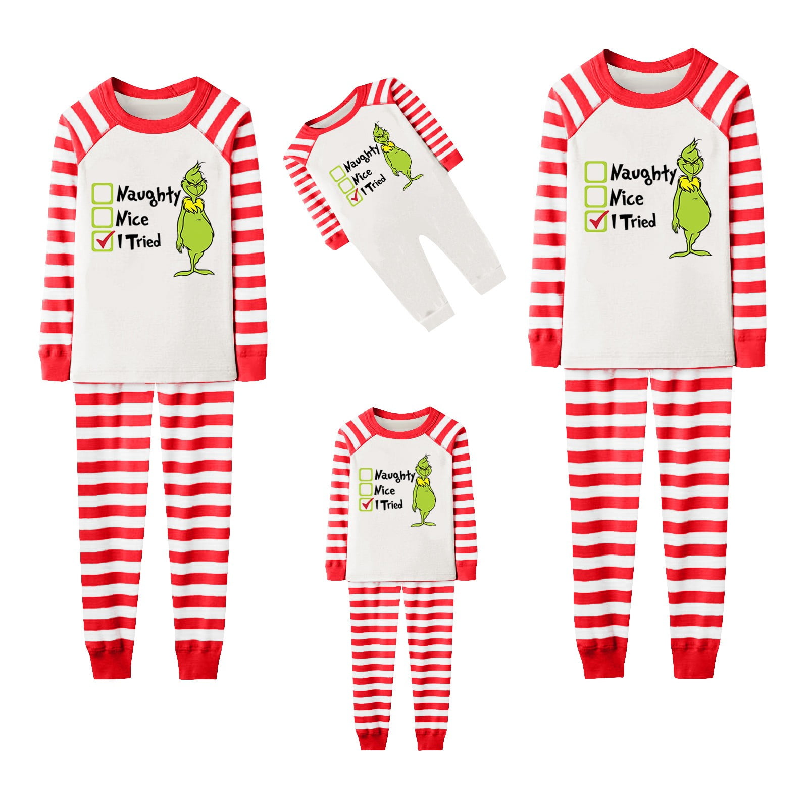 Grinch Christmas Pajamas - Parent-Child Grinch Christmas Printed Cute ...
