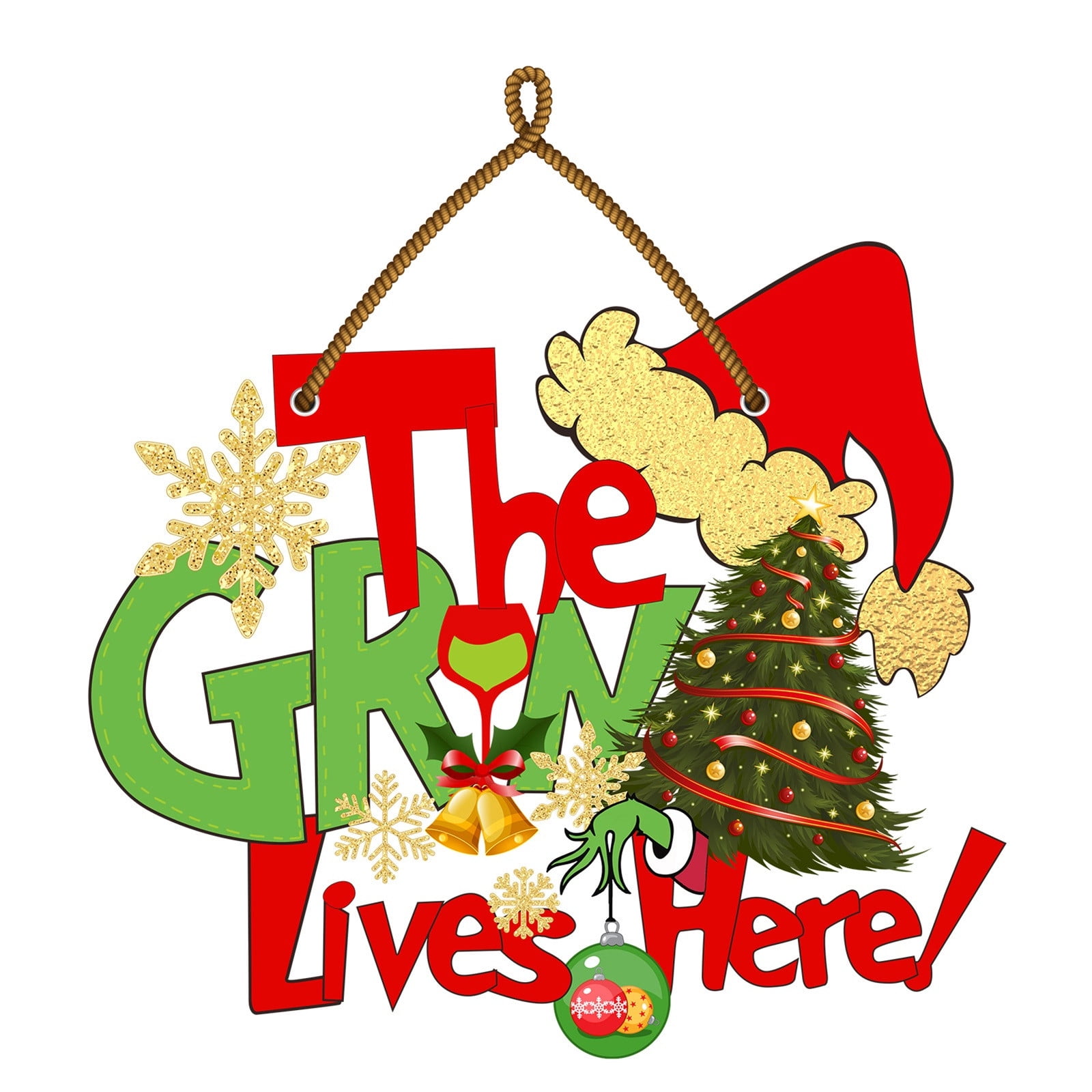 Grinch Christmas Personality Slogan Wall Stickers Self-Adhesive Easy ...