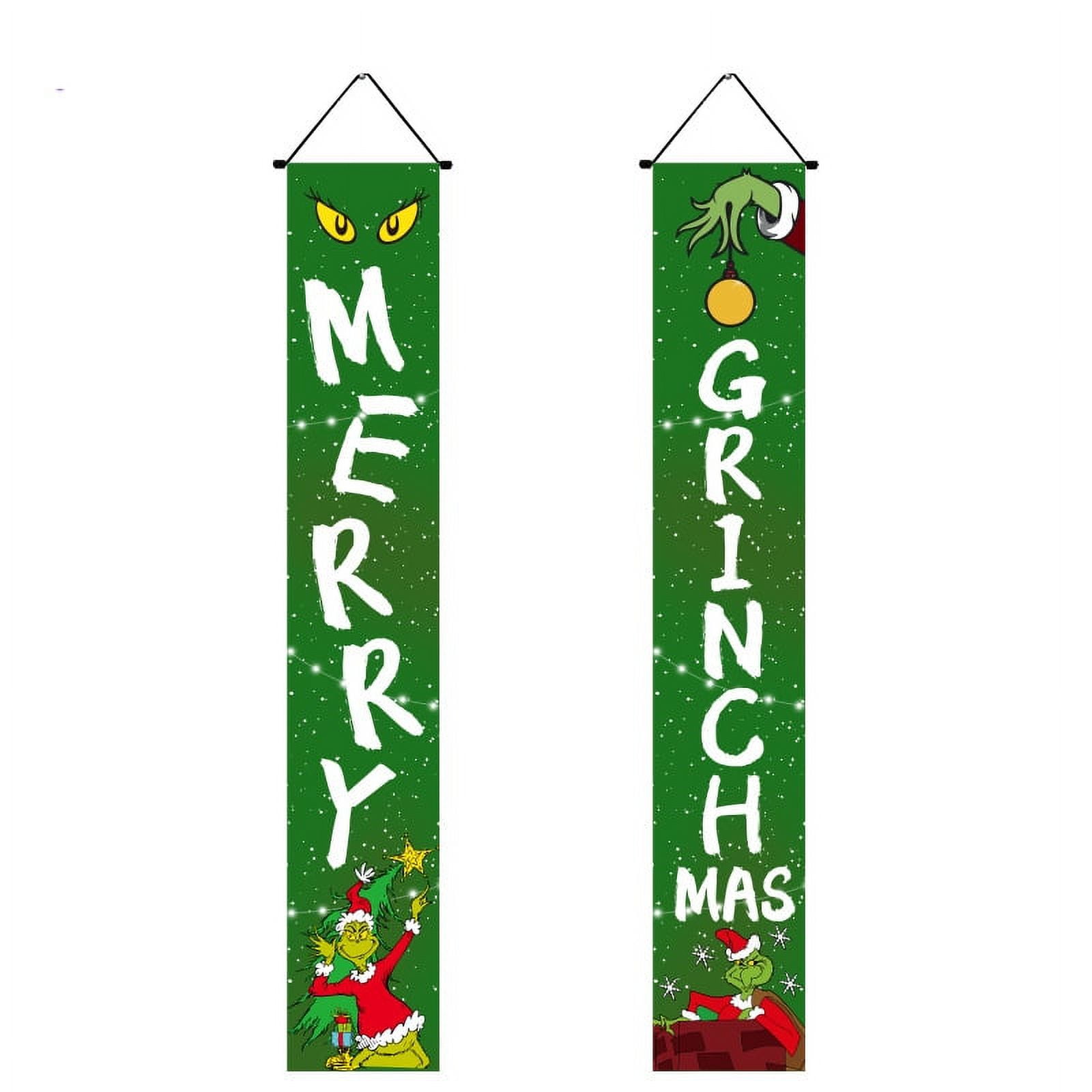 Grinch Christmas Porch Sign, Christmas Porch Banner Decorations, Merry ...