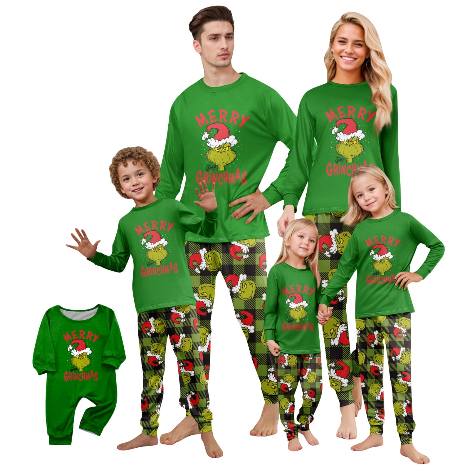 Grinch Christmas Print Cute Family Set Pajamas, Home Clothes, Family ...