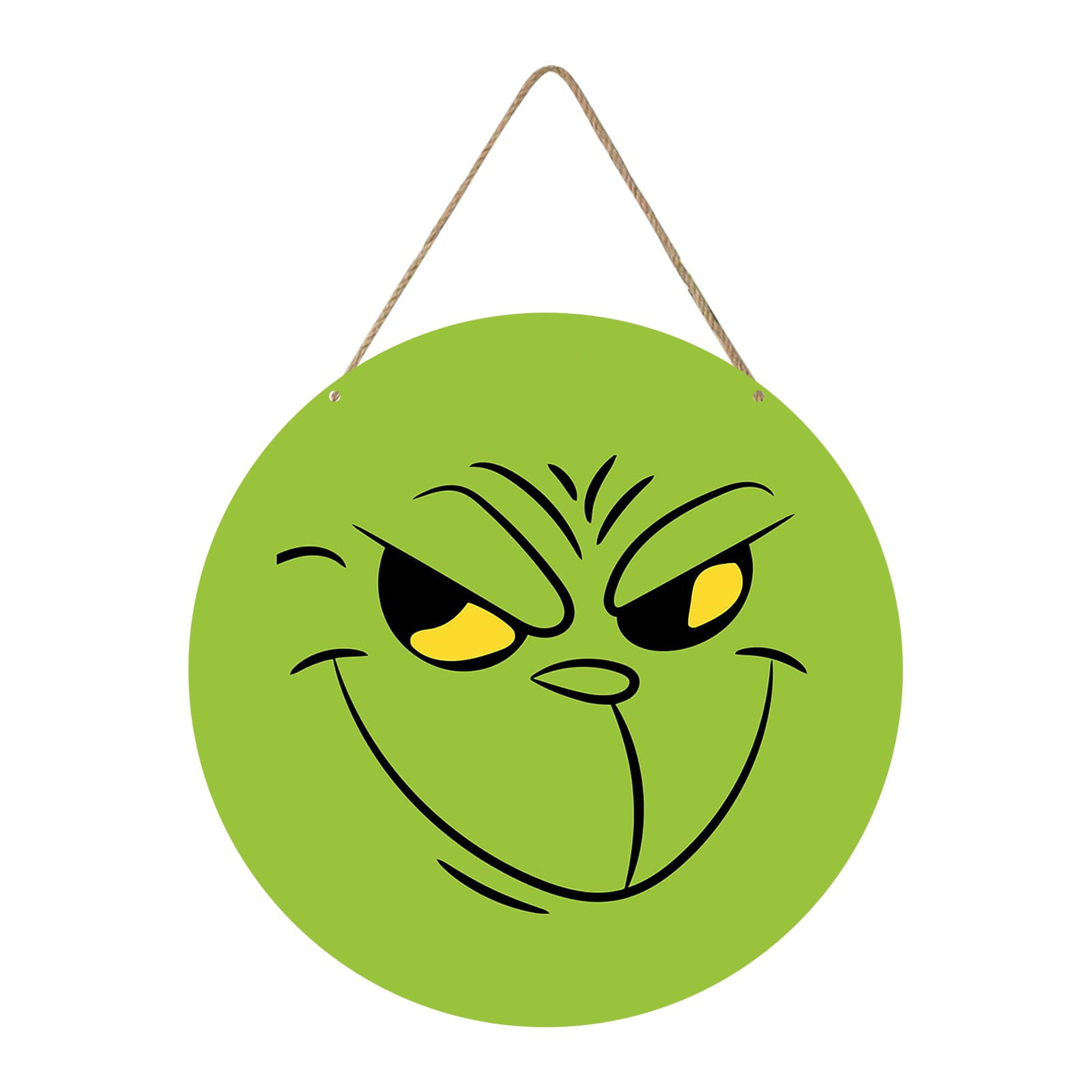 Grinch Christmas Round Wooden Hanging Front Door Decor Sign Grinch Face ...