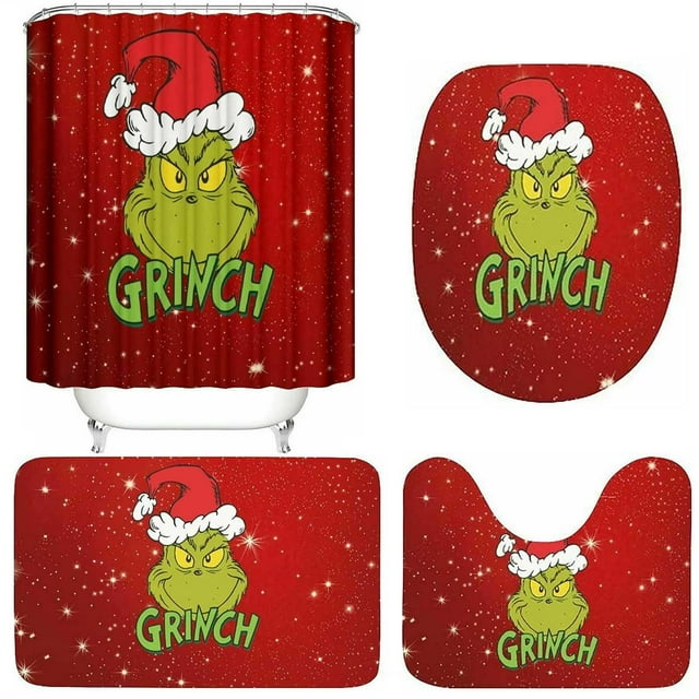 Grinch Christmas Shower Curtain with 12 Hooks Bathroom Set - Walmart.com